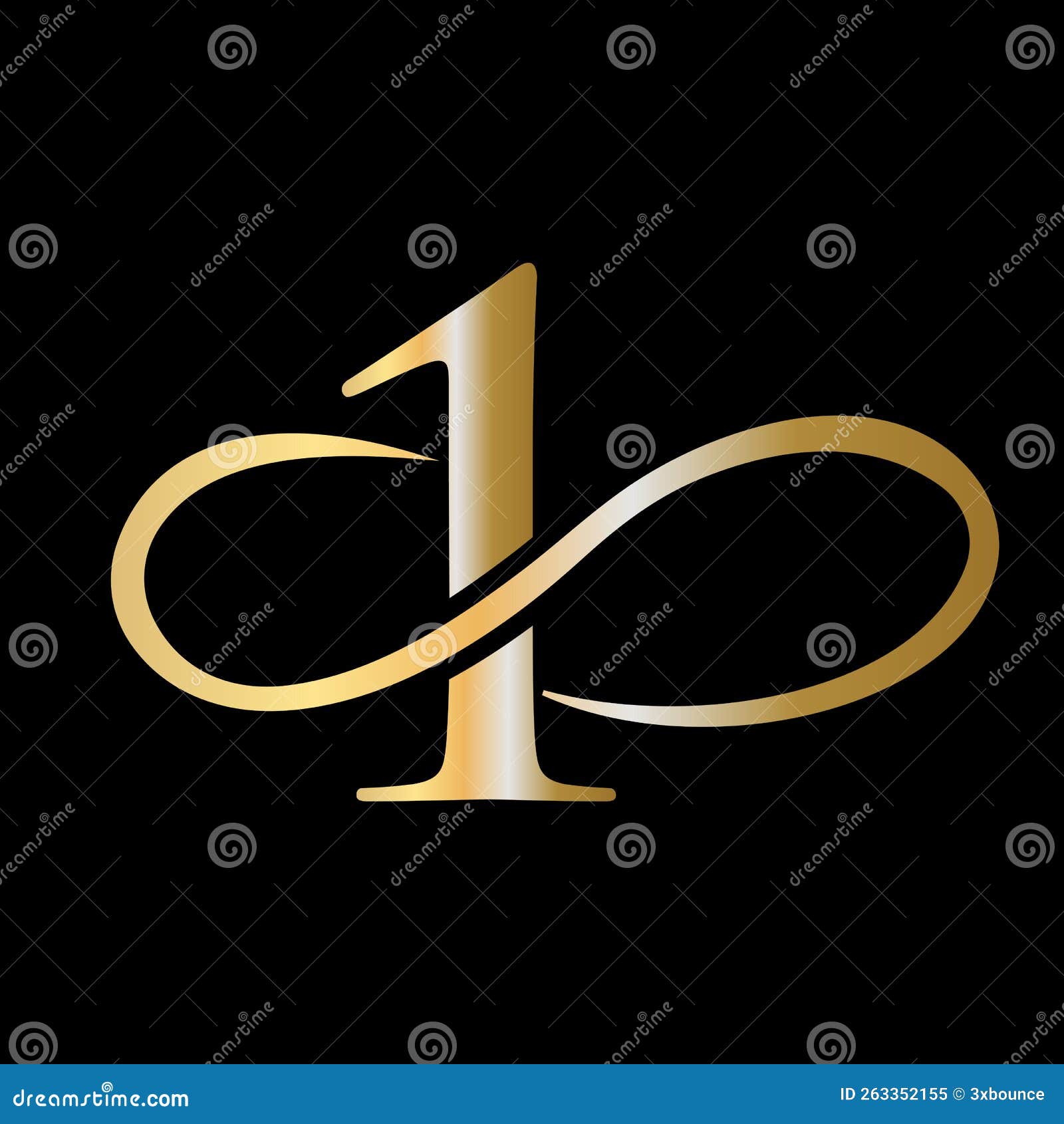 Creative Modern Luxury 1 Logo Vector Vector Template. Initial Monogram ...