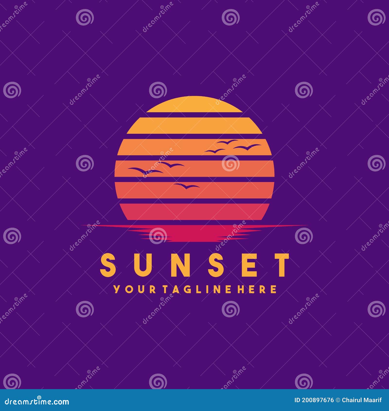 Creative Modern Sunset Logo Design Stock Illustration - Illustration of ...