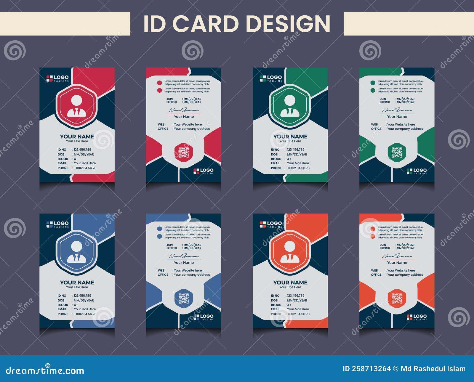 Creative Modern Unique Id Card Design Template Stock Vector ...