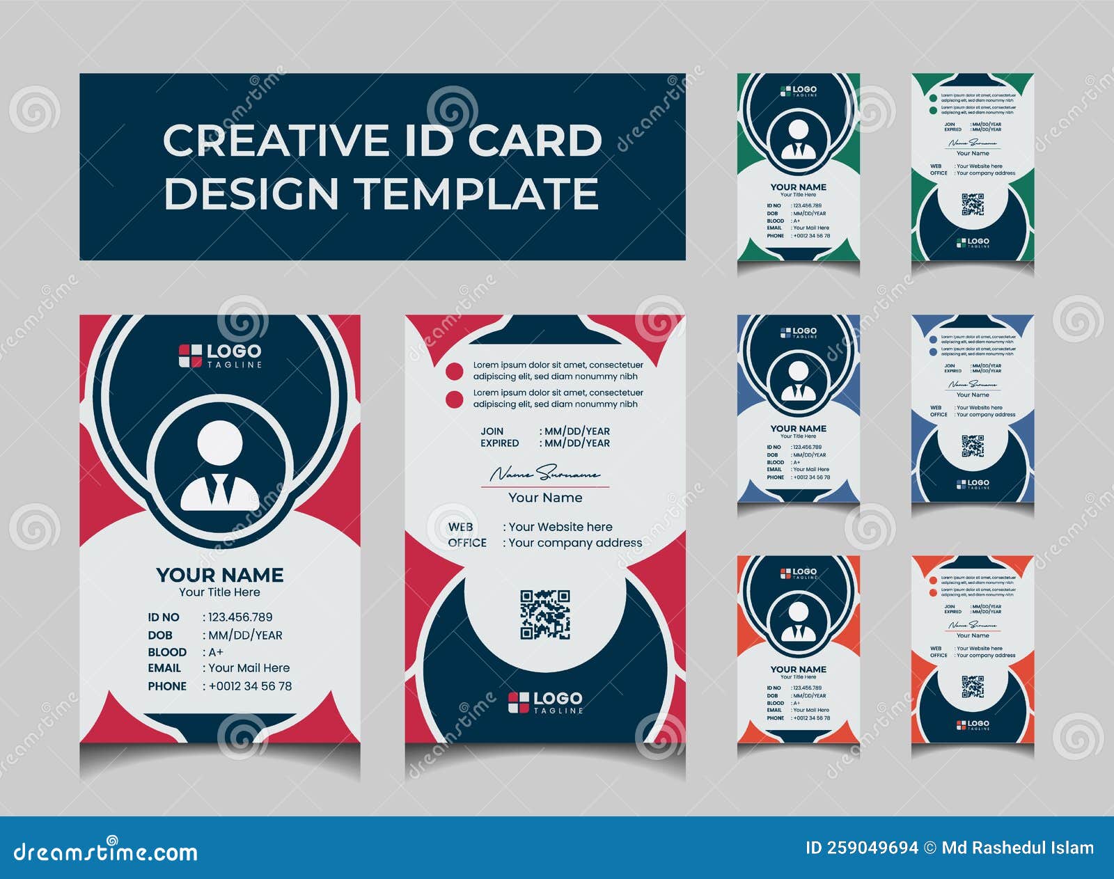 Creative Modern Unique Id Card Design Template Stock Illustration ...