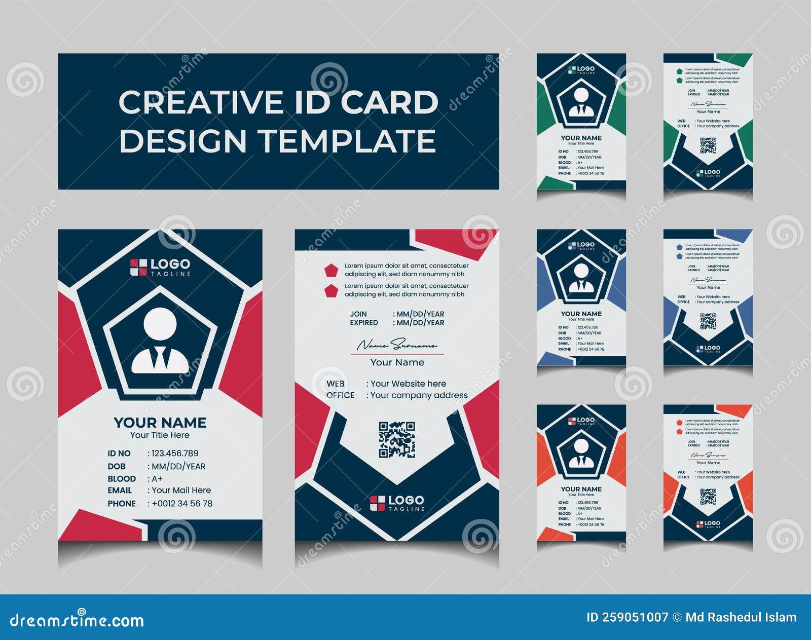 Creative Modern Unique Id Card Design Template Stock Illustration ...