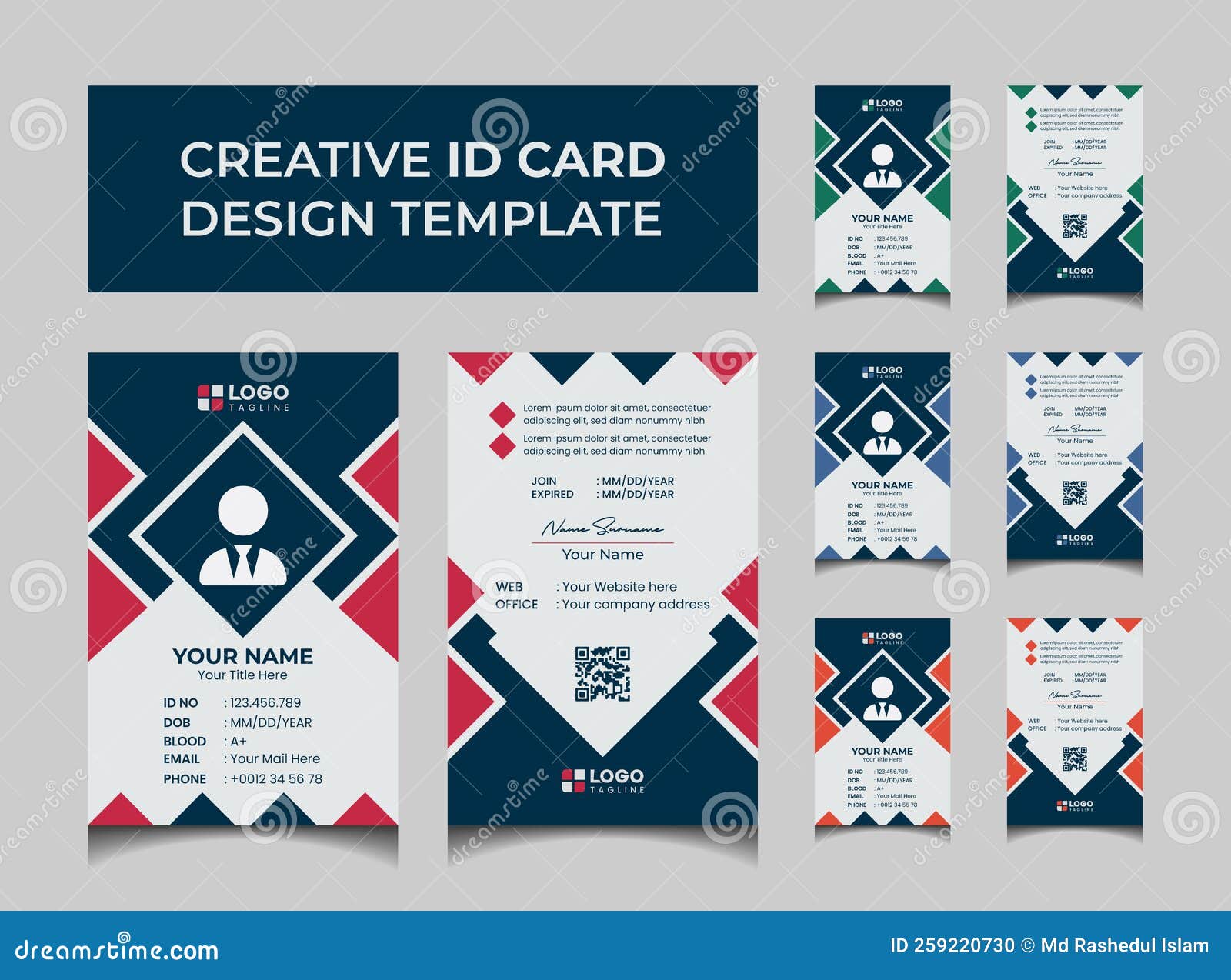 Creative Modern Unique Id Card Design Template Stock Illustration ...