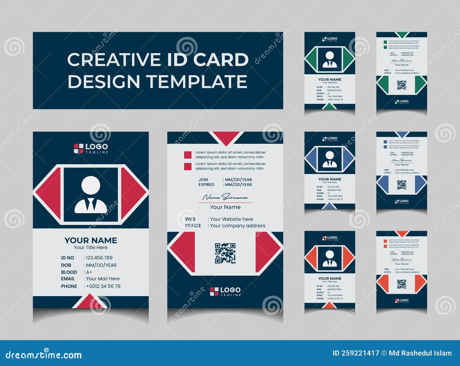 Creative Modern Unique Id Card Design Template Stock Illustration ...