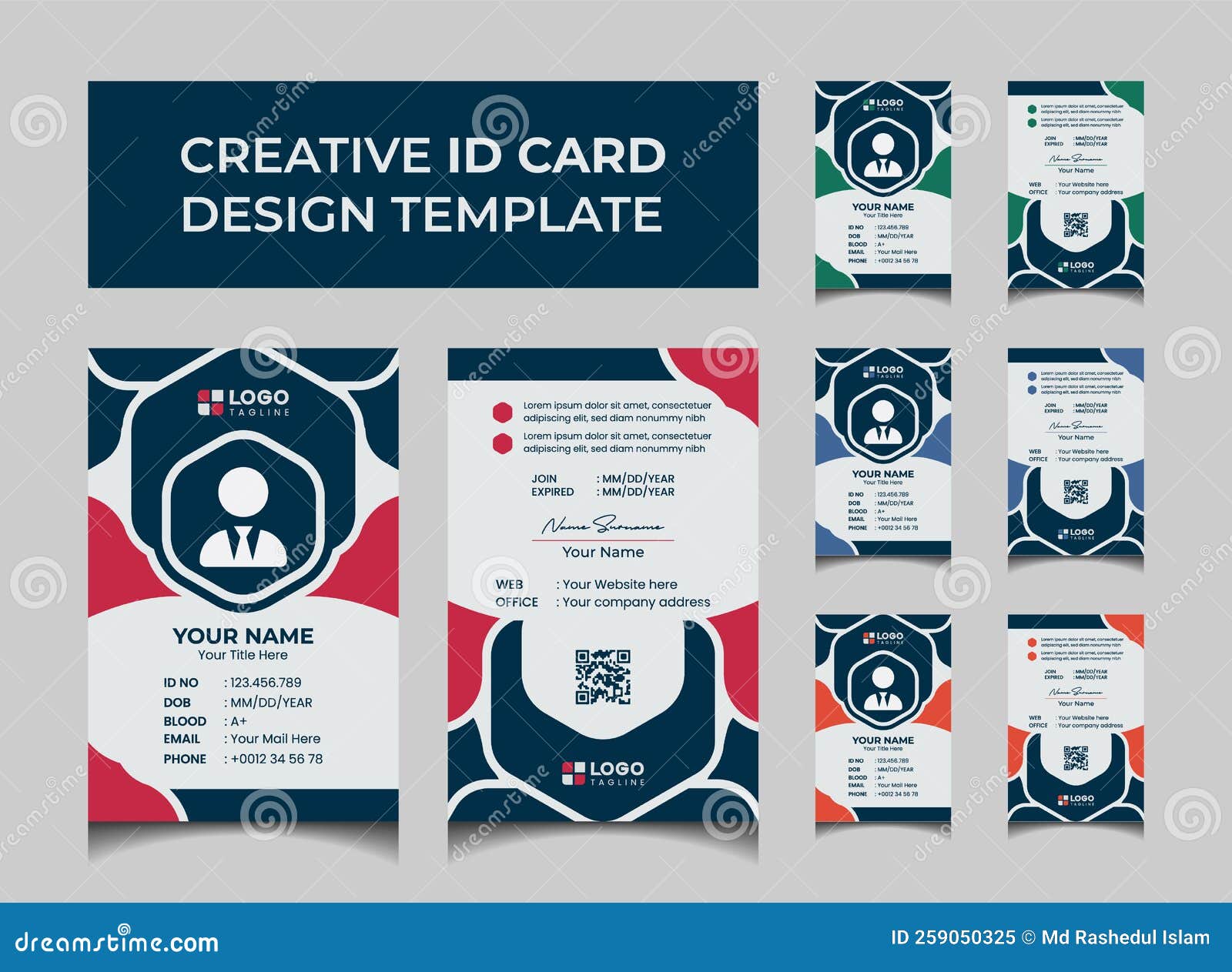 Creative Modern Unique Id Card Design Template Stock Image - Image of ...