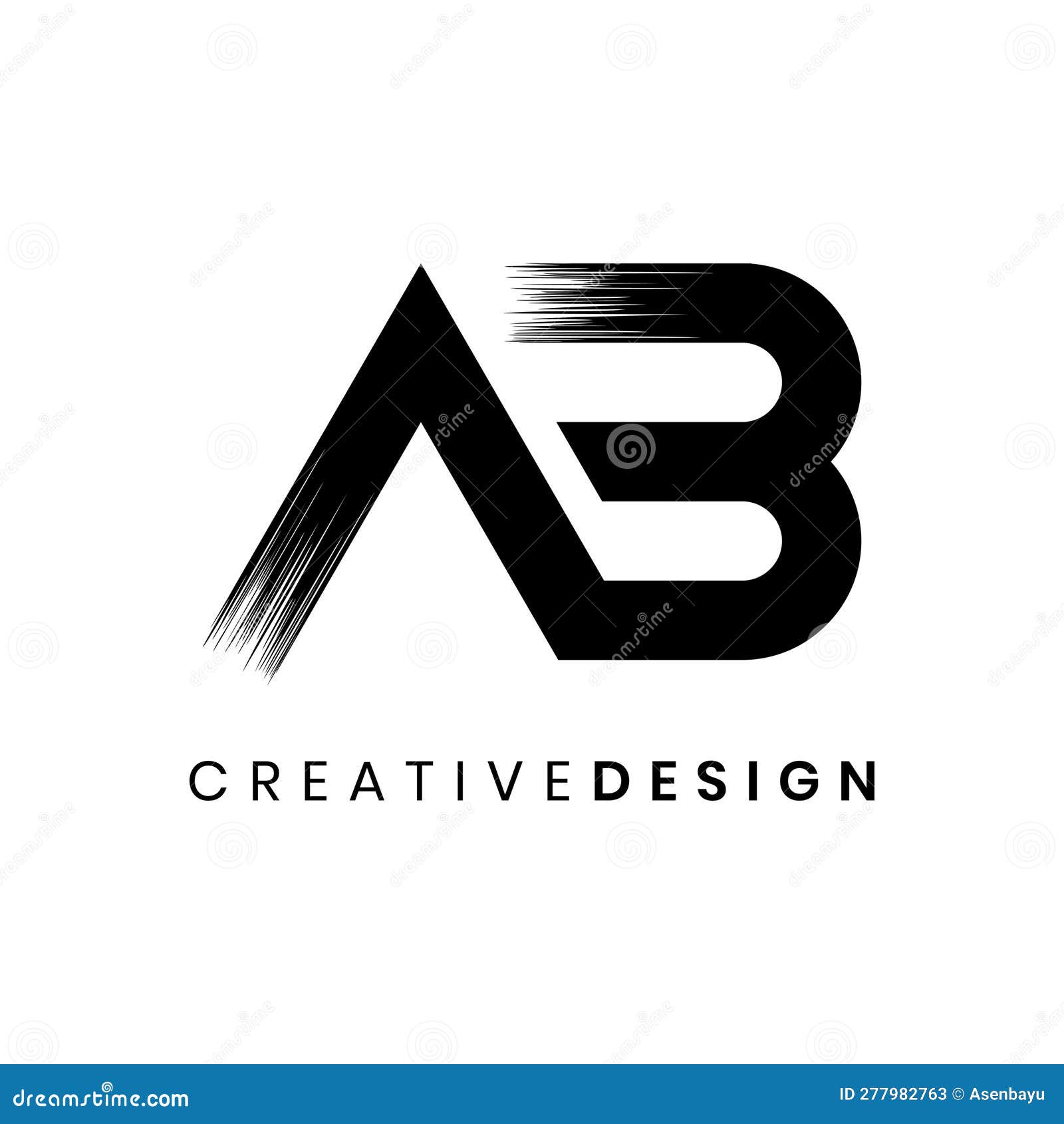Creative Monogram Letter AB Logo Design Vector with Brush Stroke Stock ...