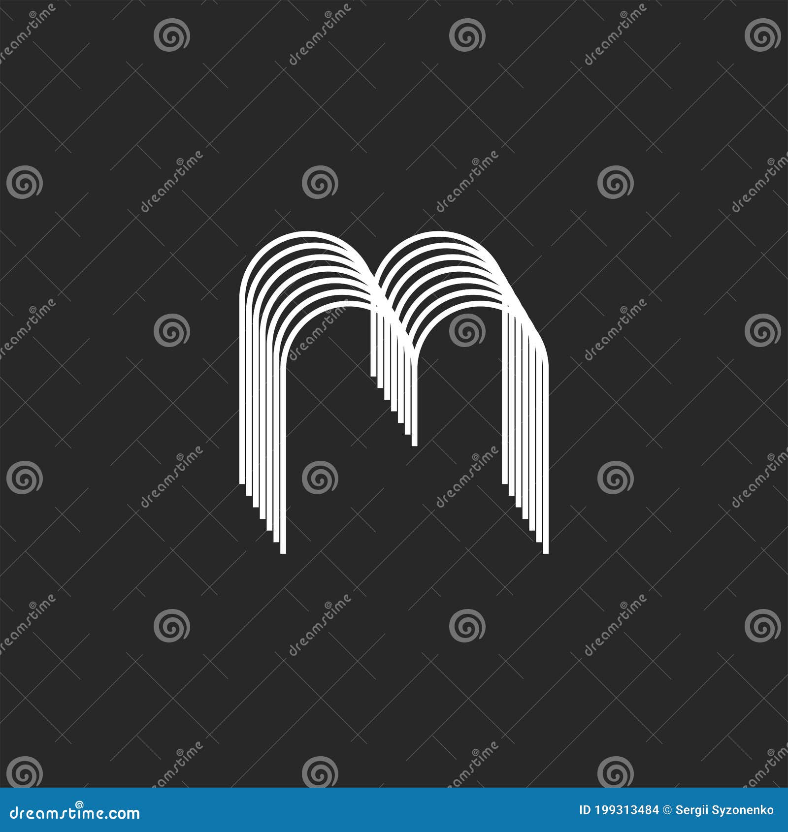 Creative Monogram M Letter Logo 3d Isometric Shape, Arc Form Parallel ...