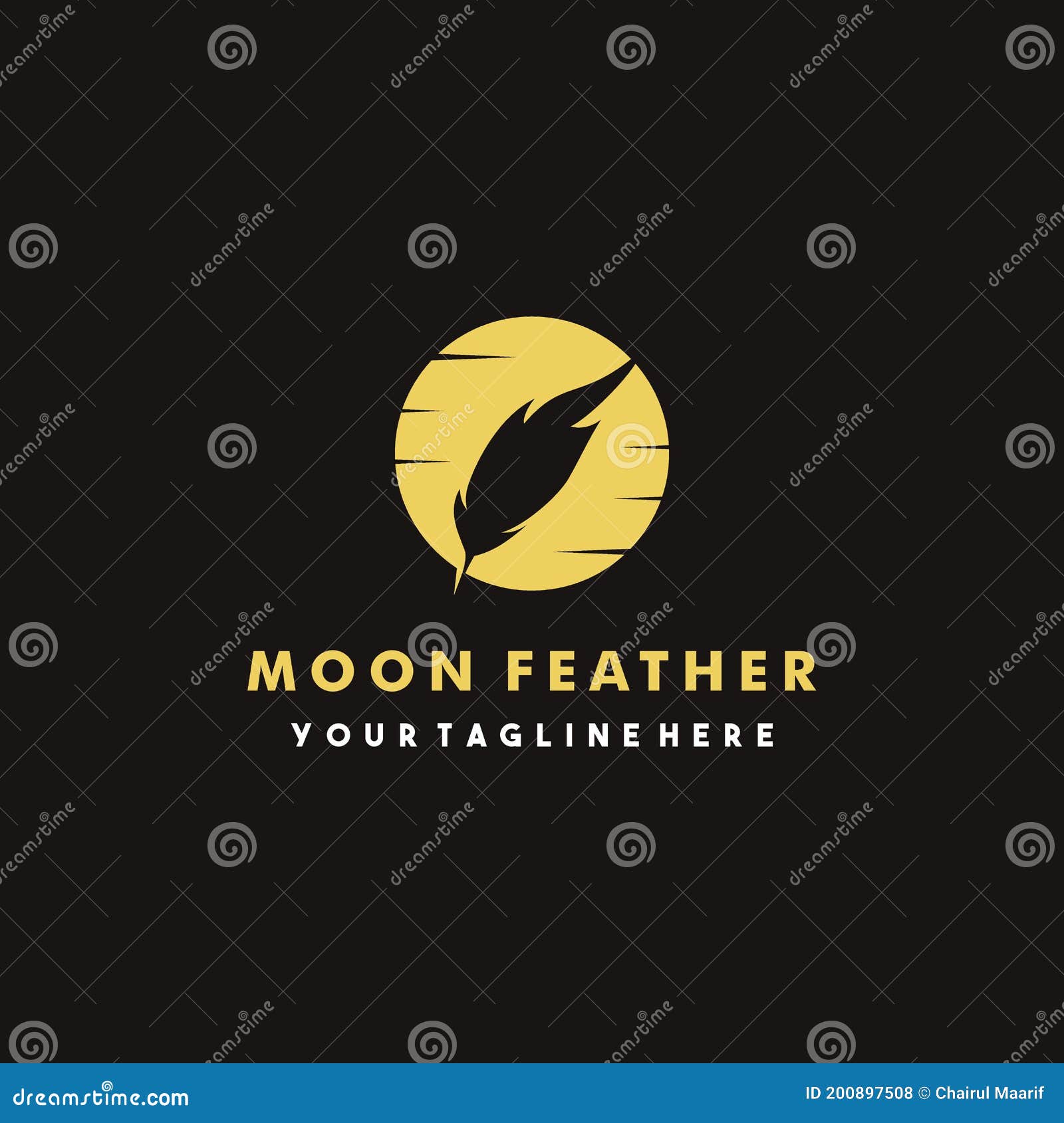 Creative Moon Feather Logo Design Stock Illustration - Illustration of ...