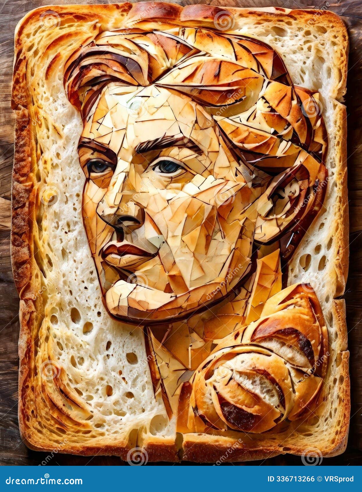 Mosaic Bread Art Featuring a Human Face Sculpture Stock Photo - Image ...