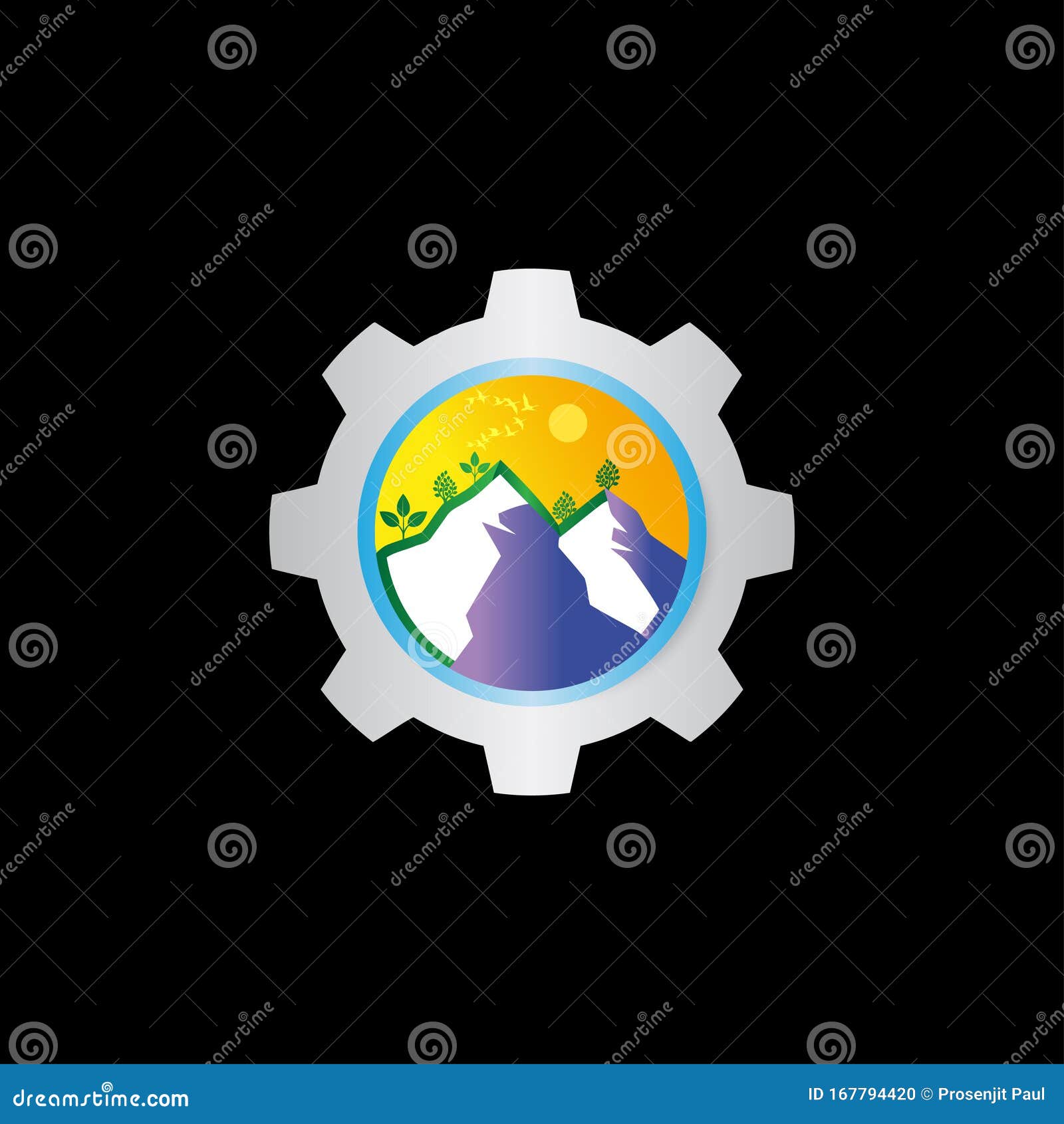 Creative Mountain Gear Logo Design Vector Stock Vector - Illustration ...