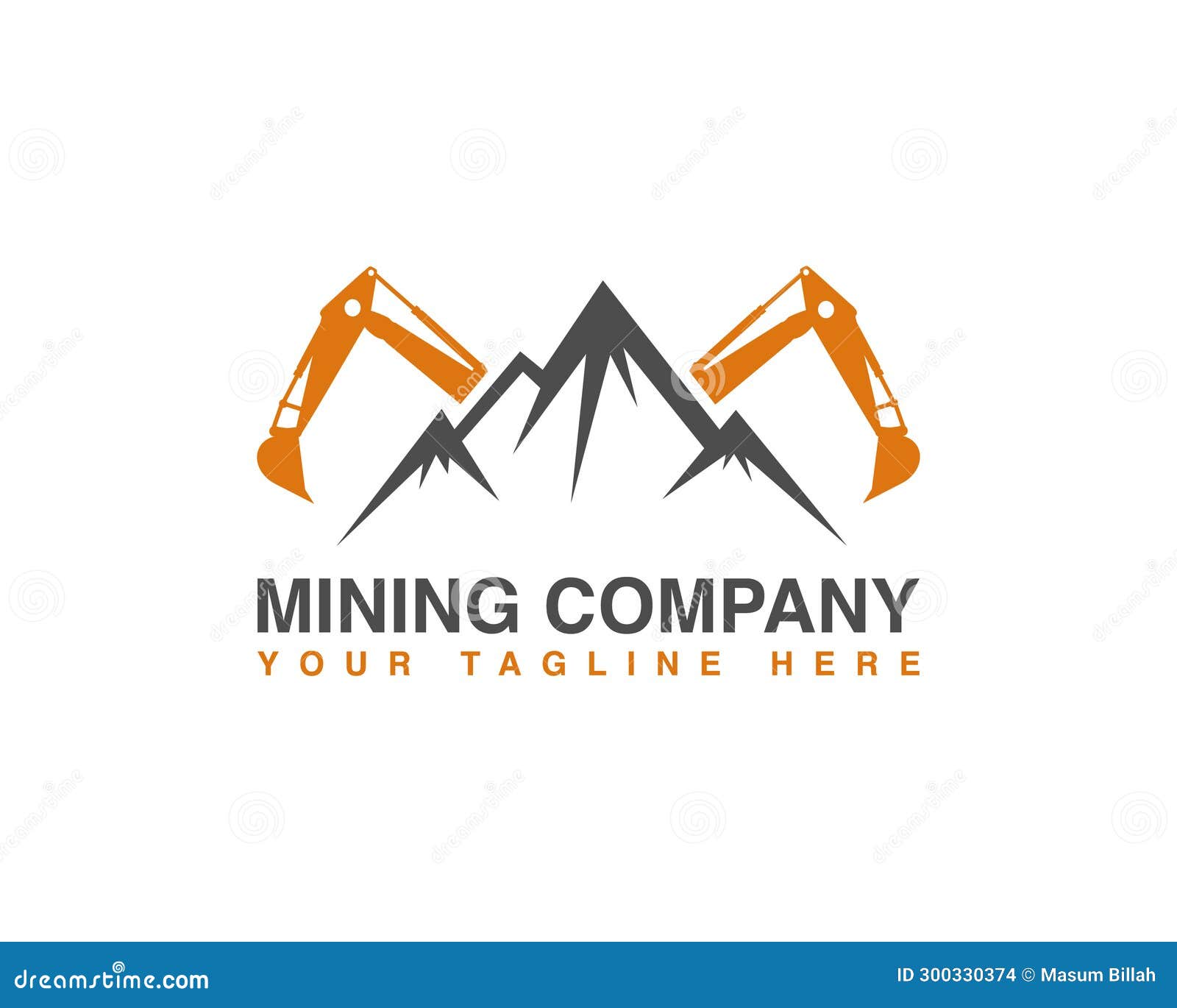 Creative Mountain Mining Vector Logo with Excavator. Stock Vector ...