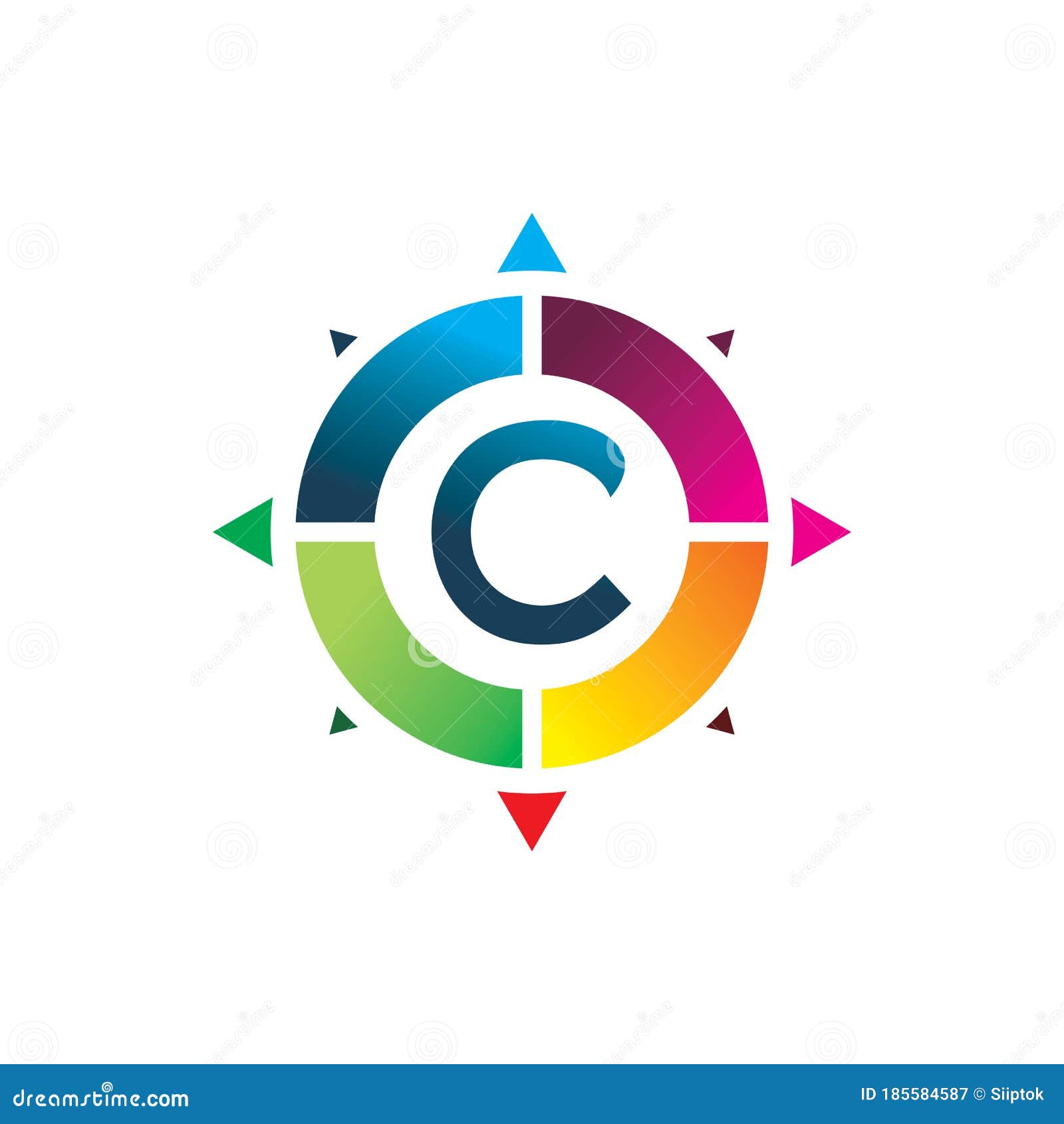 Full Color Compas Letter C Logo Design Stock Illustration ...