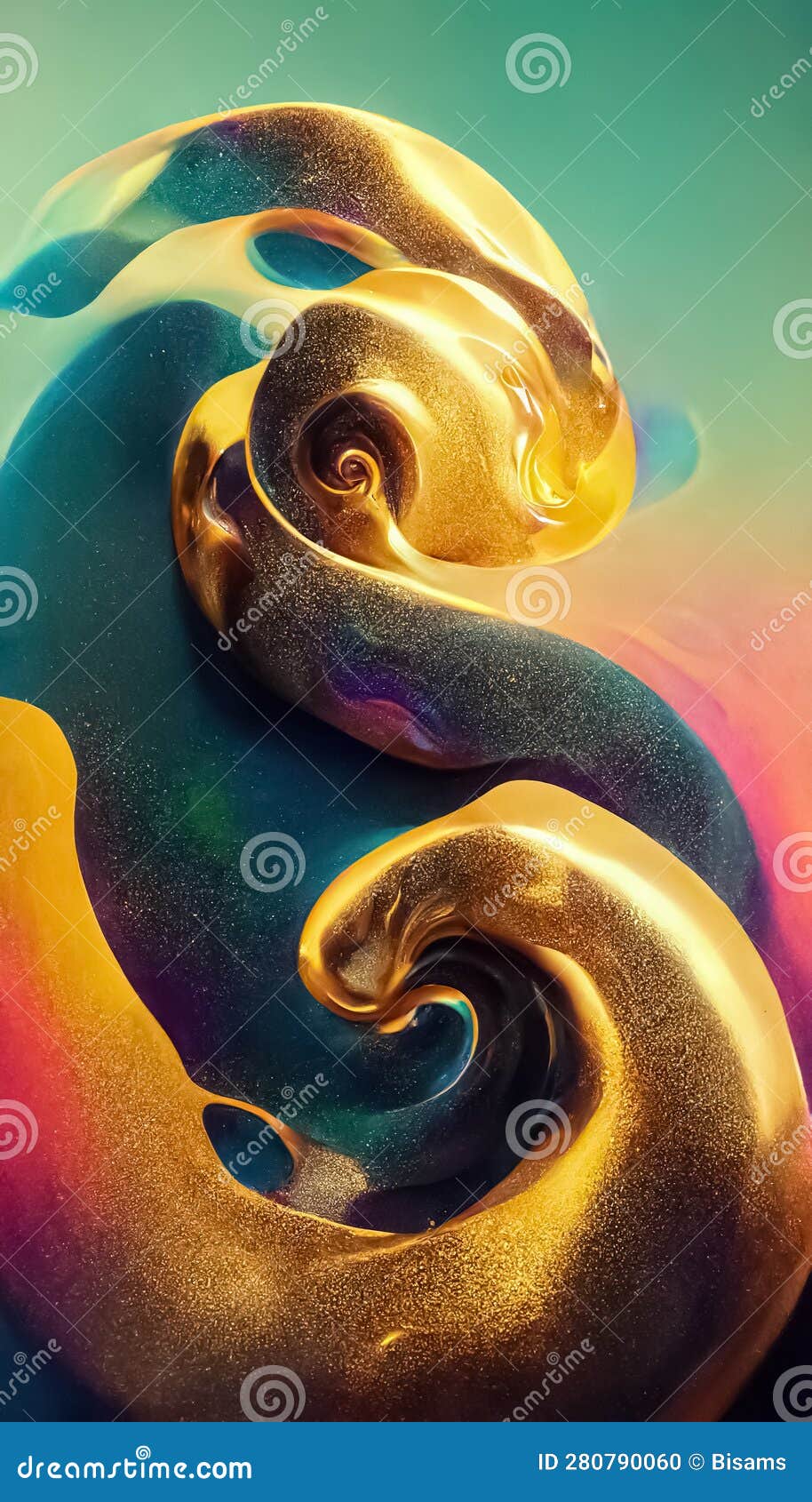 Multicolor Neon Gold Abstract Dynami Fluid Liquid Swirls Shape ...