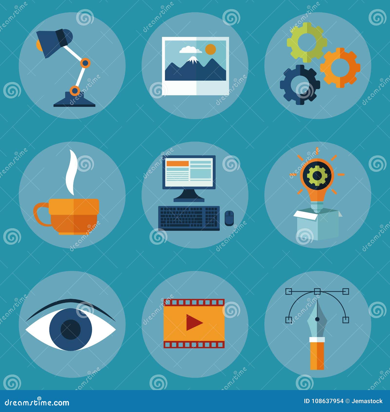 Creative Multimedia Ideas Icons Stock Vector - Illustration of ...