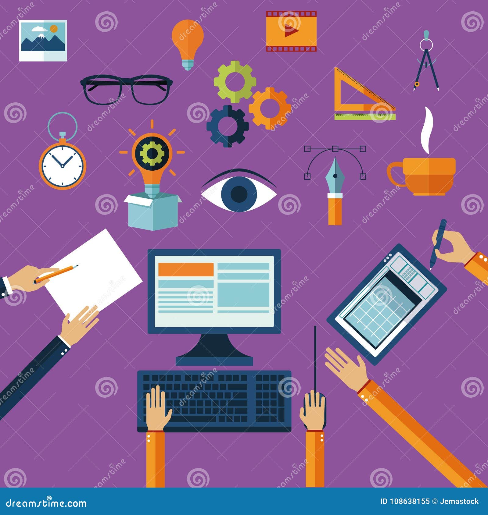 Creative Multimedia Ideas Icons Stock Vector - Illustration of ...