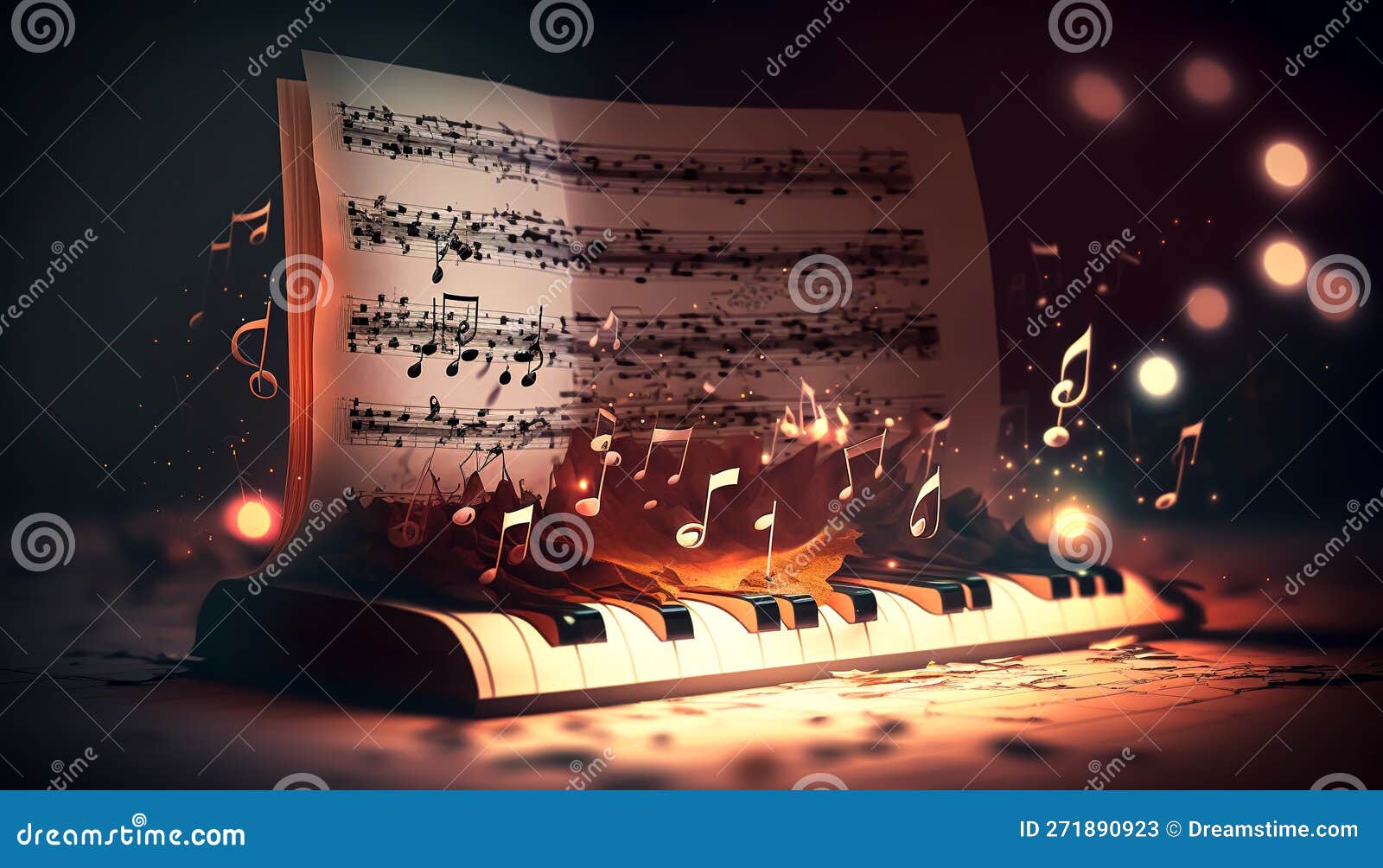 Creative Music Background with Notes and Keys, Generative AI. Stock ...