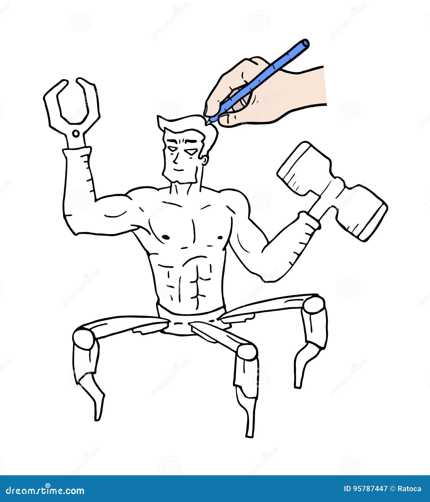 Creative Mutant Hand Drawing Stock Vector - Illustration of rare ...