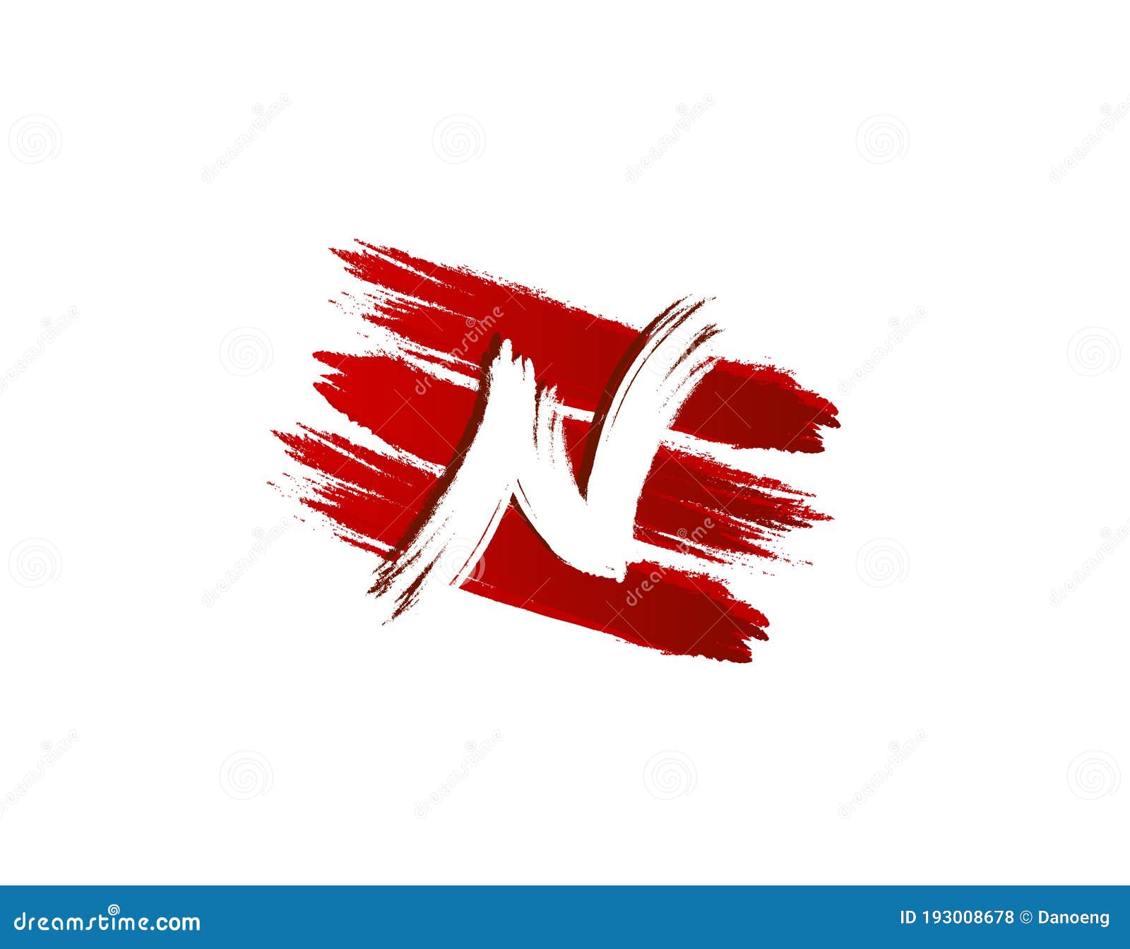 Creative N Letter Logo in Red Strips Grunge Splatter Element. Retro ...