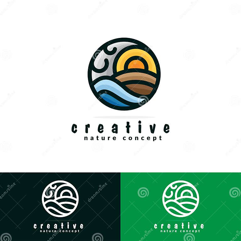 Creative Nature Logo Design, Earth Element Logo Concept, Modern Vector ...