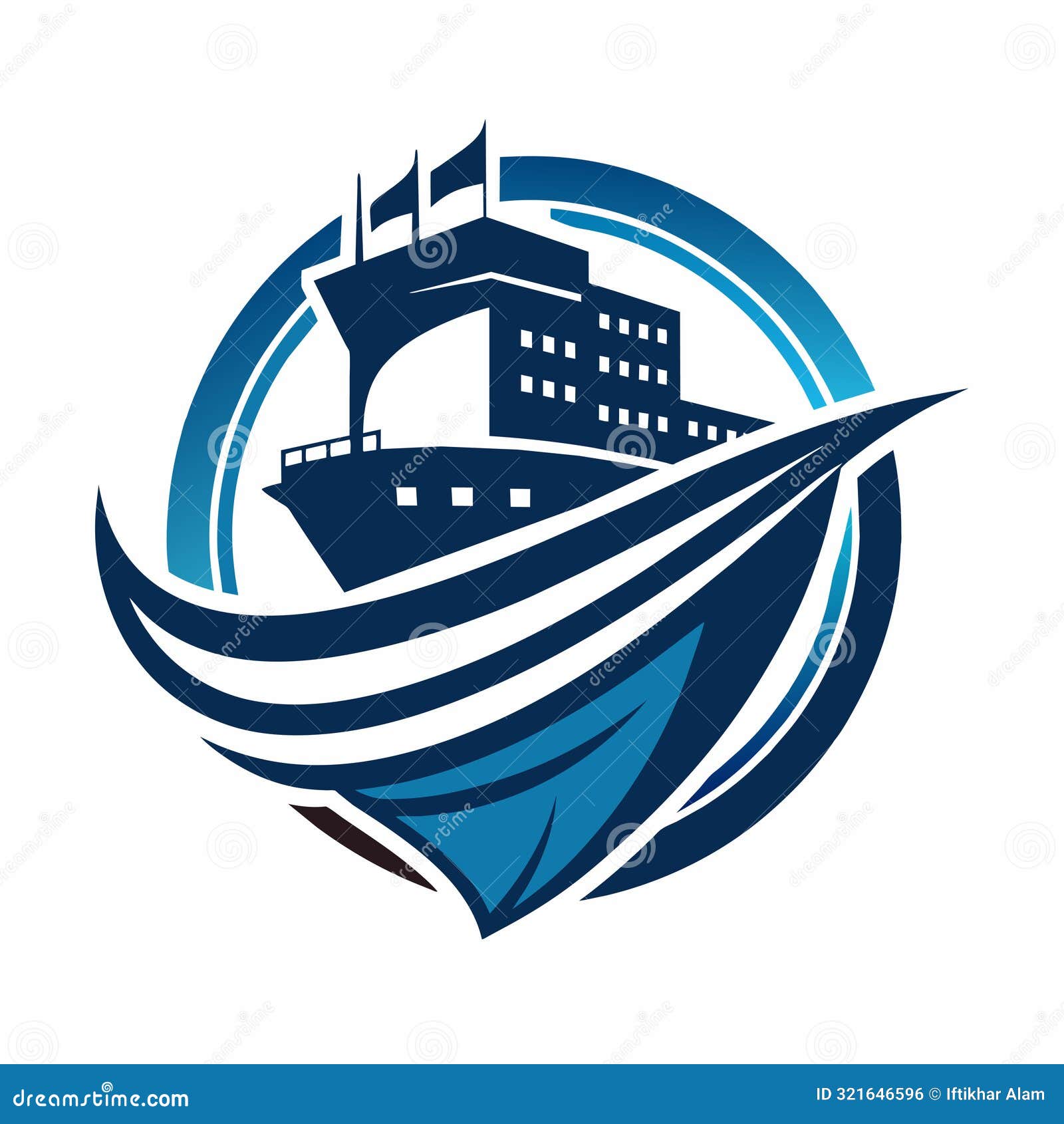 Creative Negative Space Logo Design Featuring a Ship in a Hexagon ...