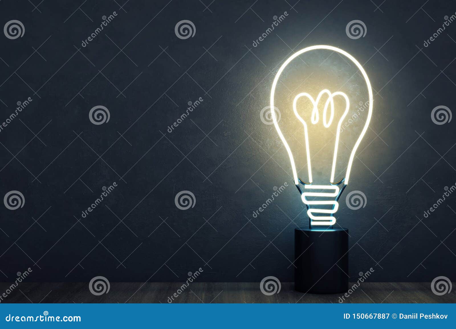 Creative neon light bulb stock illustration. Illustration of electric ...