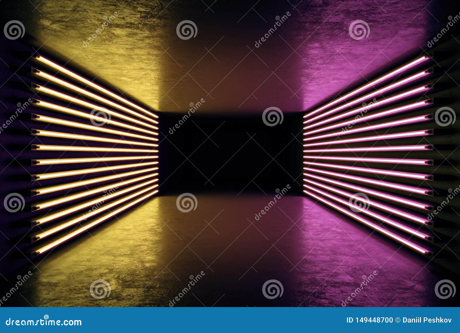Creative neon room stock illustration. Illustration of interior - 149448700