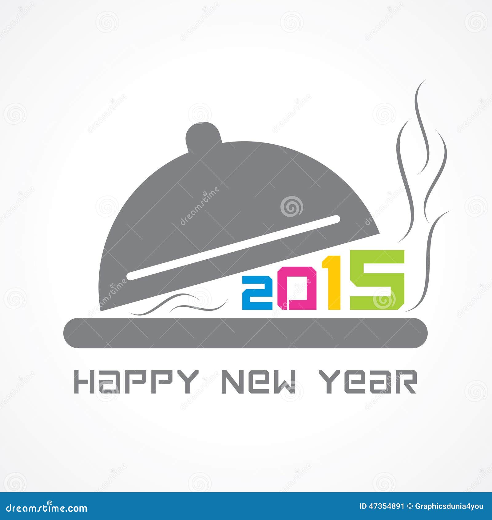 Creative New Year 2015 Design with Restaurant Concept Stock Vector ...