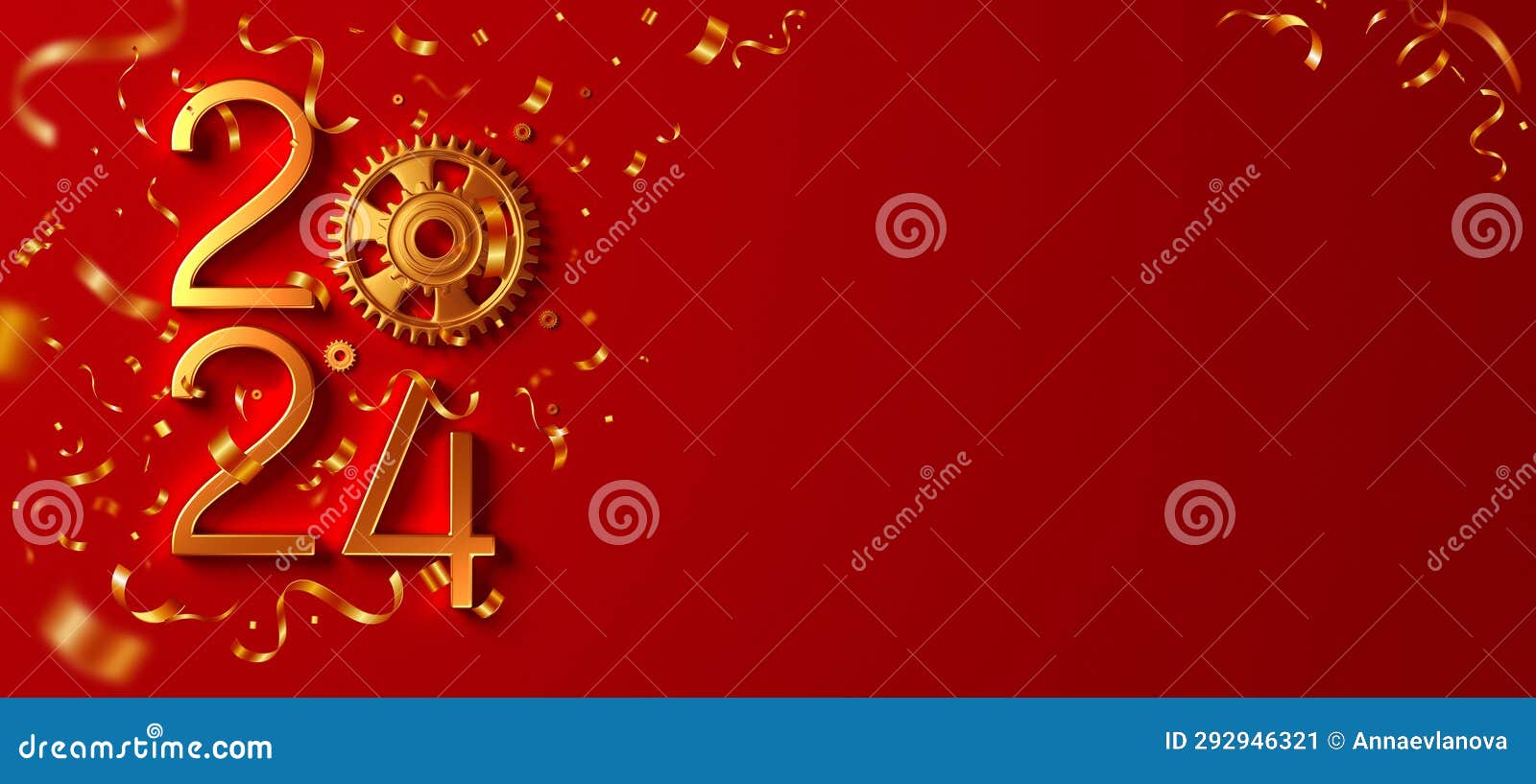 Creative 2024 New Year Design Template with Cogwheels. Stock ...