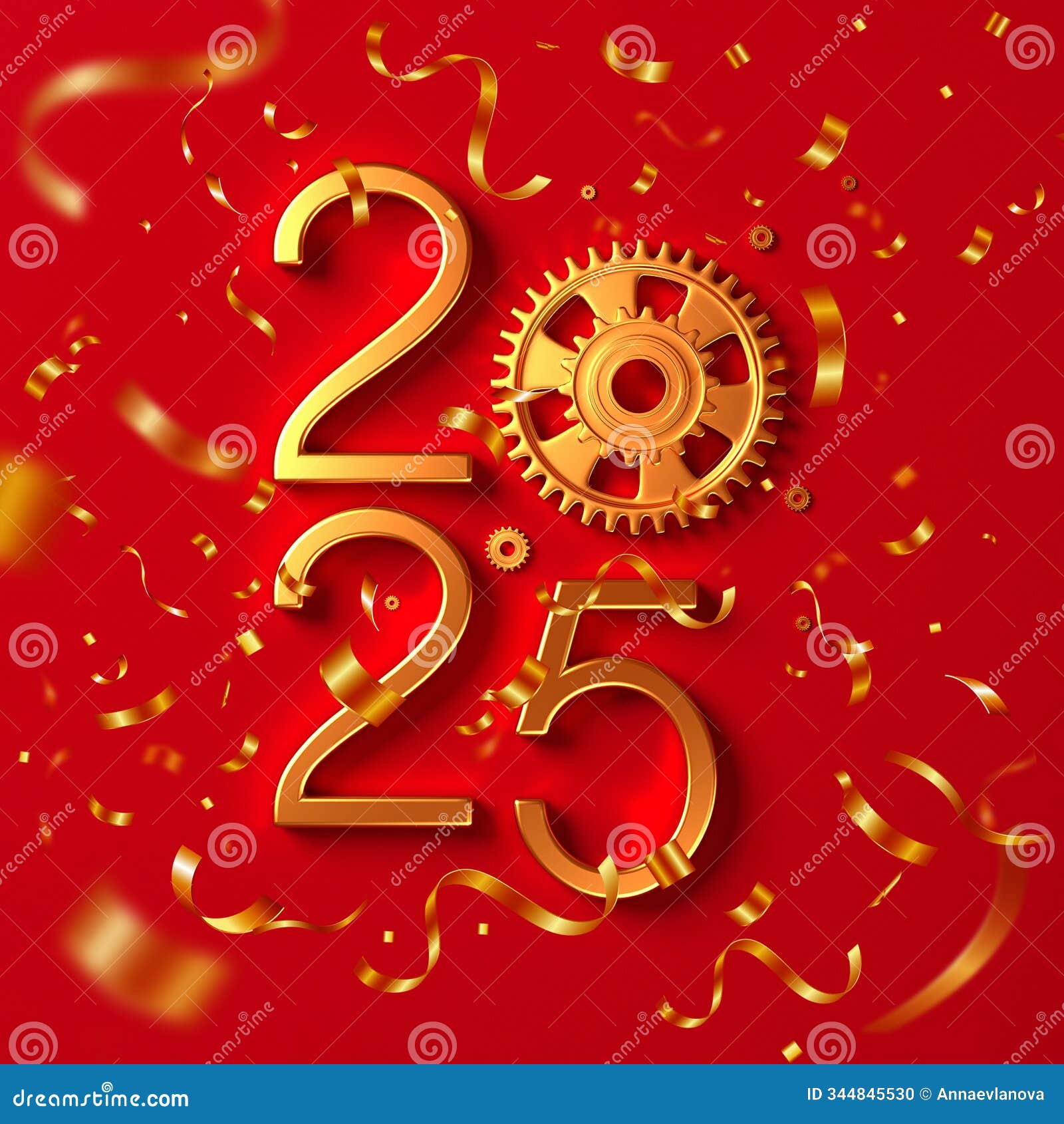 Creative 2025 New Year Design Template with Cogwheels. Stock ...