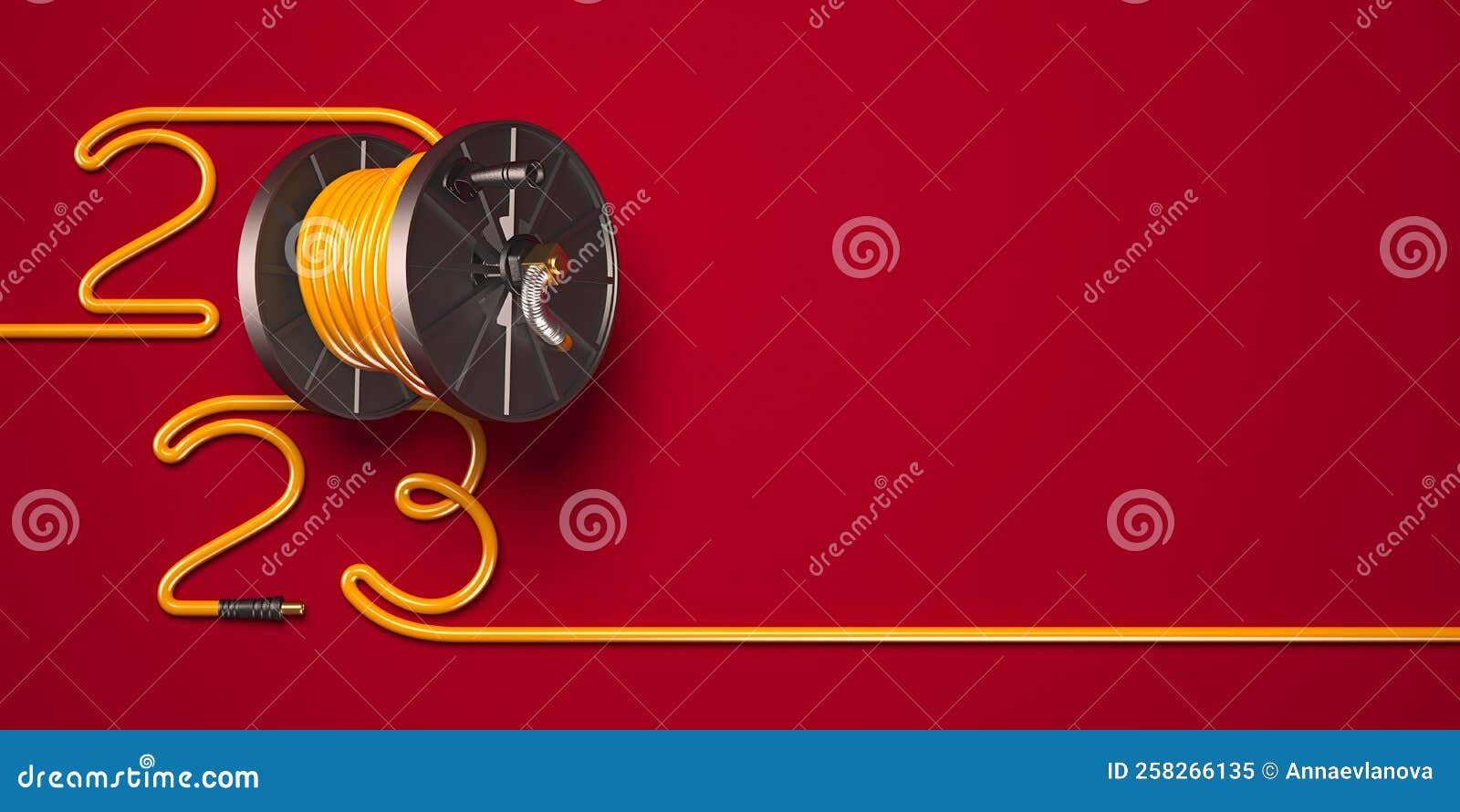 Creative 2023 New Year Design Template with Coil and Cables. Stock ...