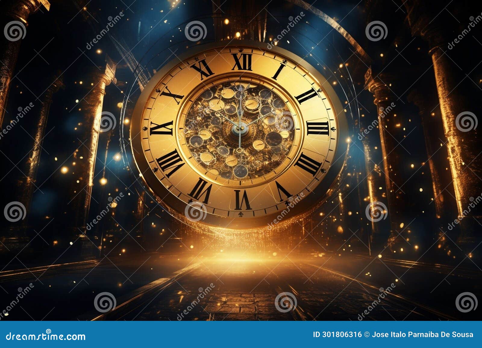 Creative New Years Concept with a Clock Striking Stock Illustration ...