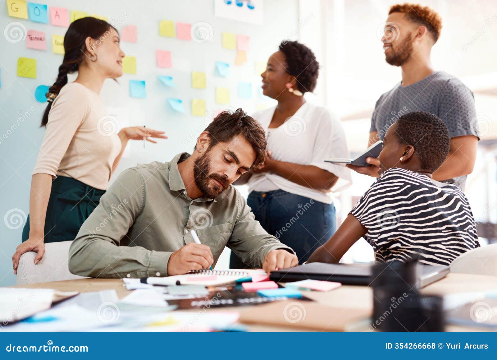 Creative, Notes and Group of Business People in Workshop for ...