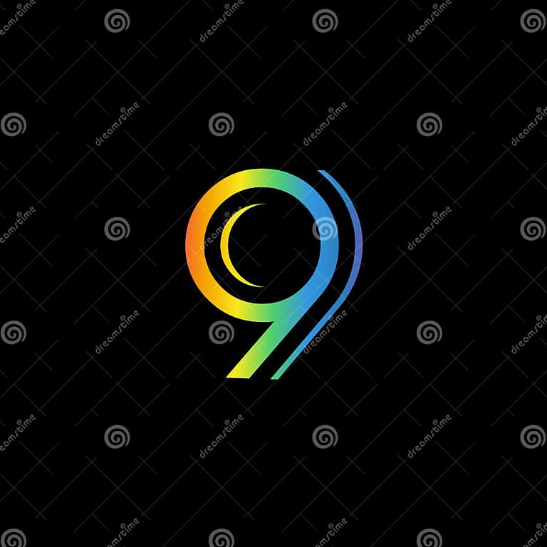 A Creative Number 9 Design in Black Background Stock Illustration ...
