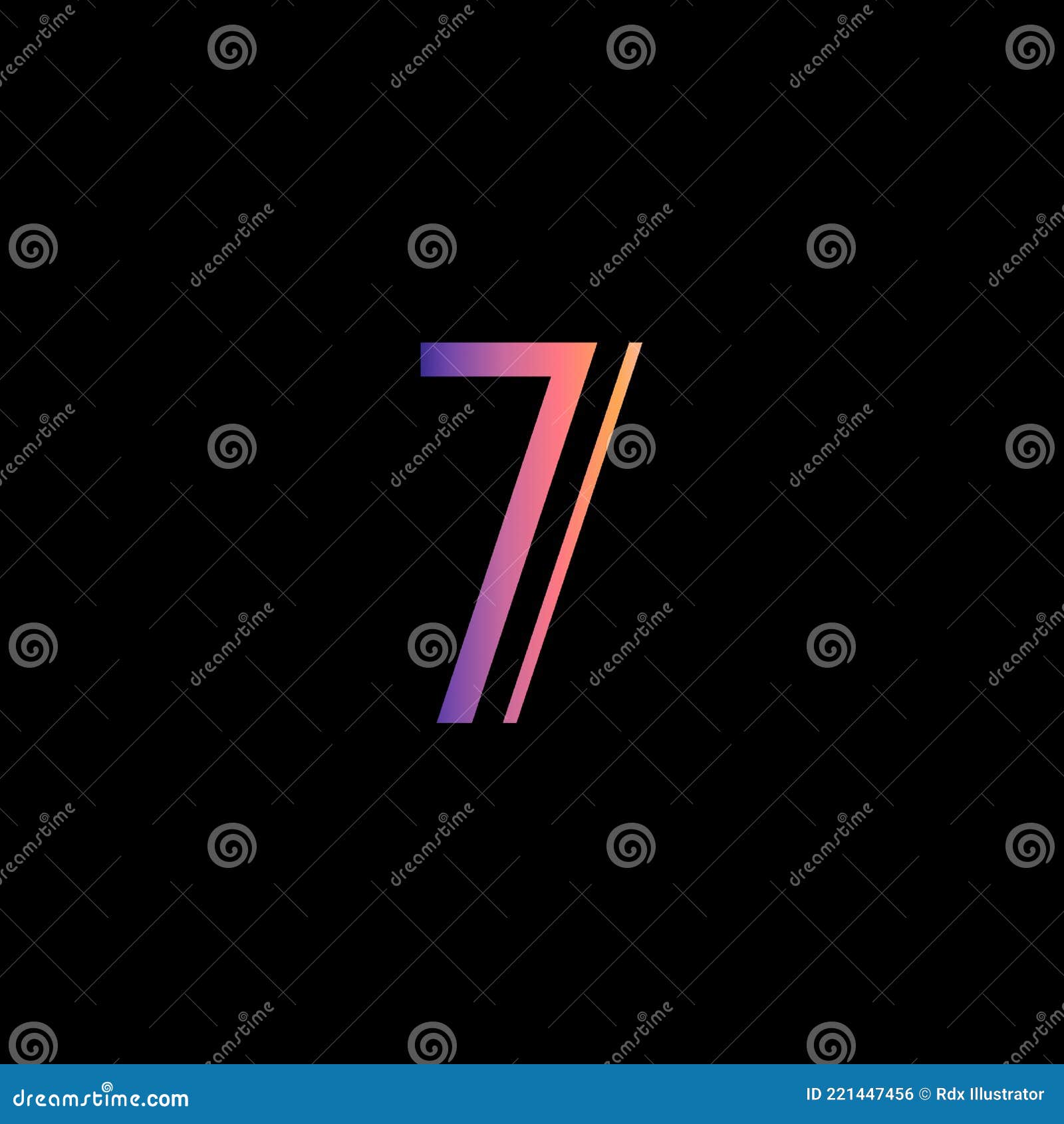 A Creative Number 7 Design in Black Background Stock Illustration ...