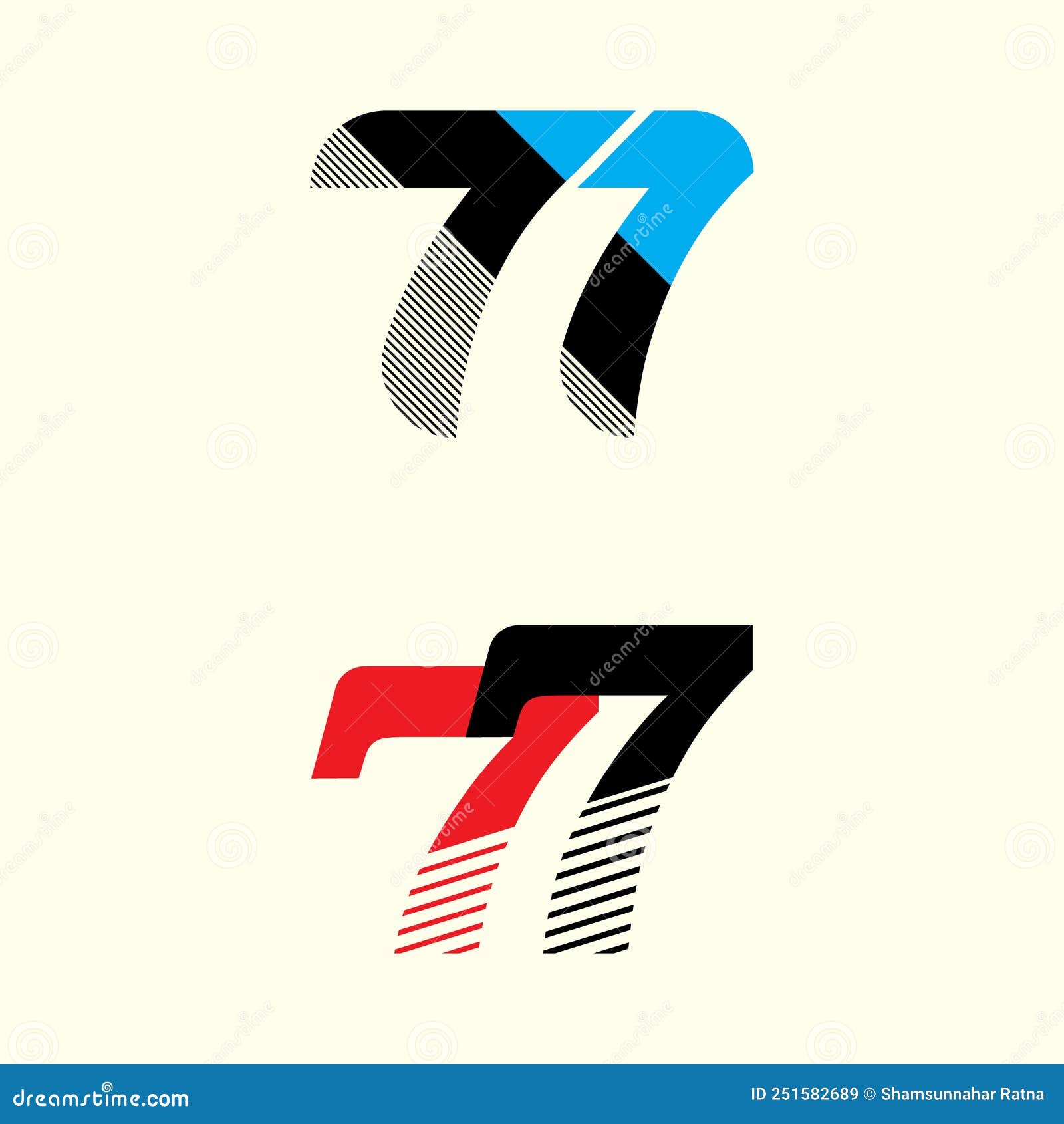 Creative 77 Number Design Template Stock Vector - Illustration of ...