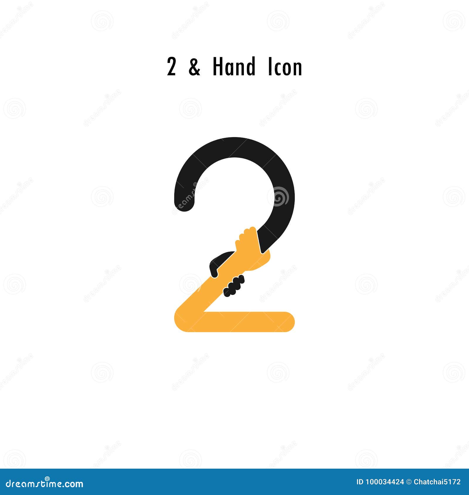 Creative 2- Number Icon Abstract and Hands Icon Design Vector Te Stock ...