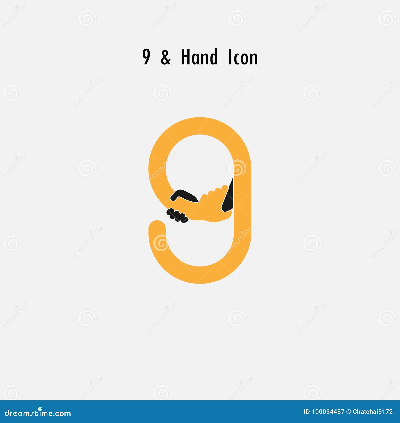 Creative 9- Number Icon Abstract and Hands Icon Design Vector Stock ...