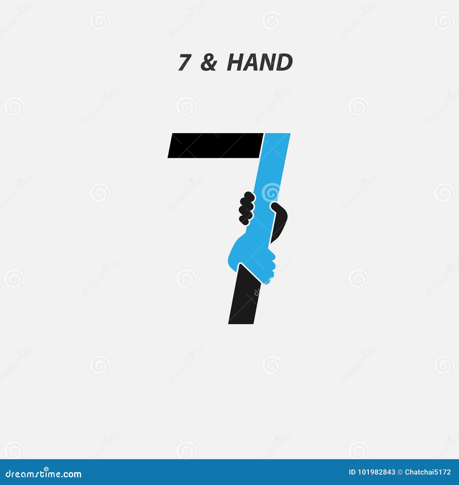 Creative 7- Number Icon Abstract and Hands Icon Design Vector Te Stock ...