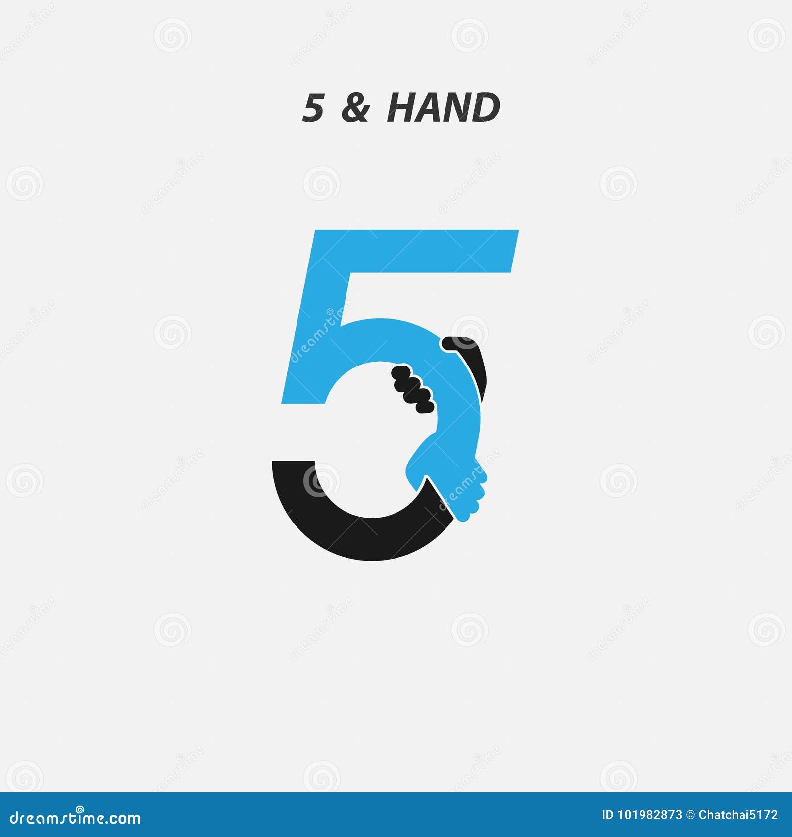 Creative 5- Number Icon Abstract and Hands Icon Design Vector Te Stock ...