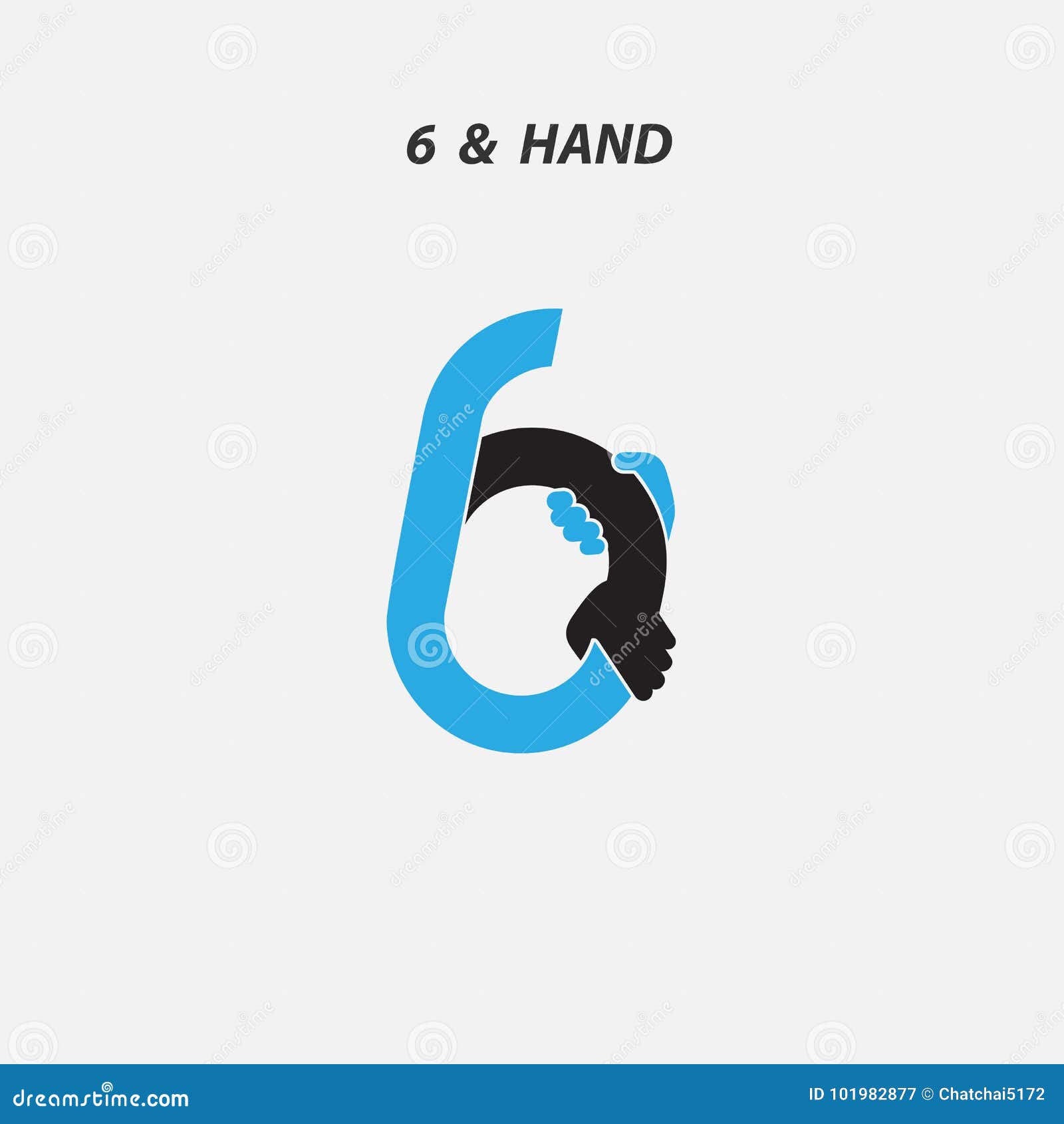 Creative 6- Number Icon Abstract and Hands Icon Design Vector Te Stock ...