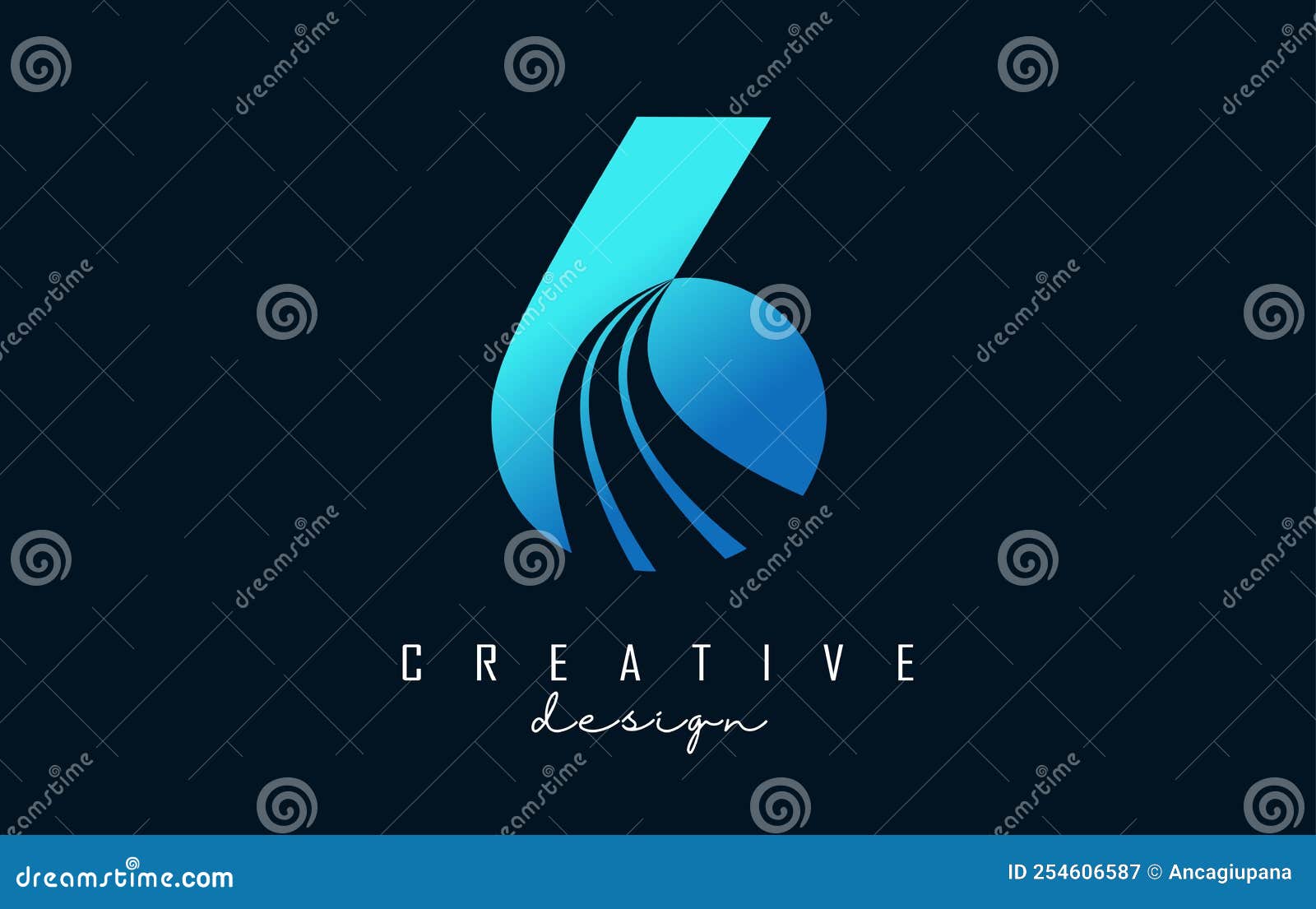 Creative Number 6 Logo with Leading Lines and Road Concept Design ...