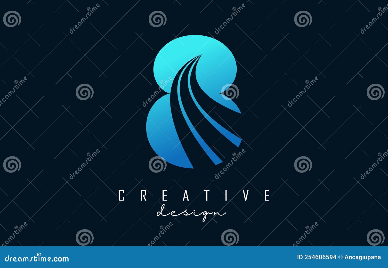 Creative Number 8 Logo with Leading Lines and Road Concept Design ...