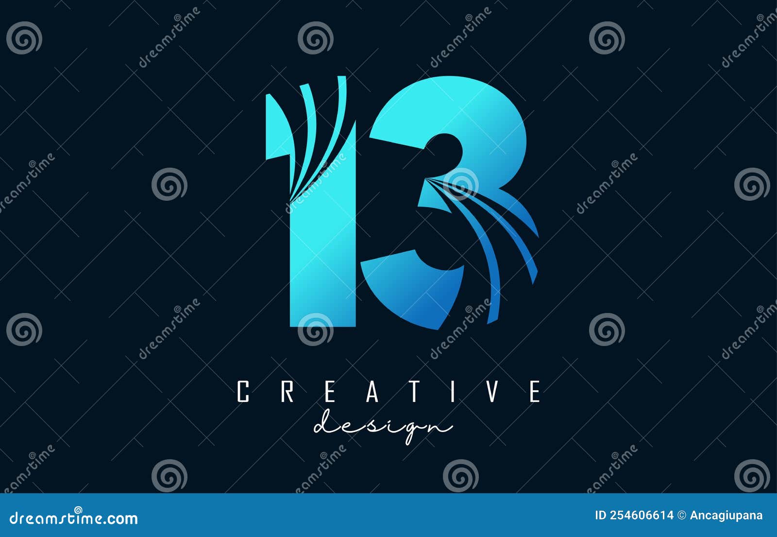Creative Number 13 1 3 Logo with Leading Lines and Road Concept Design ...