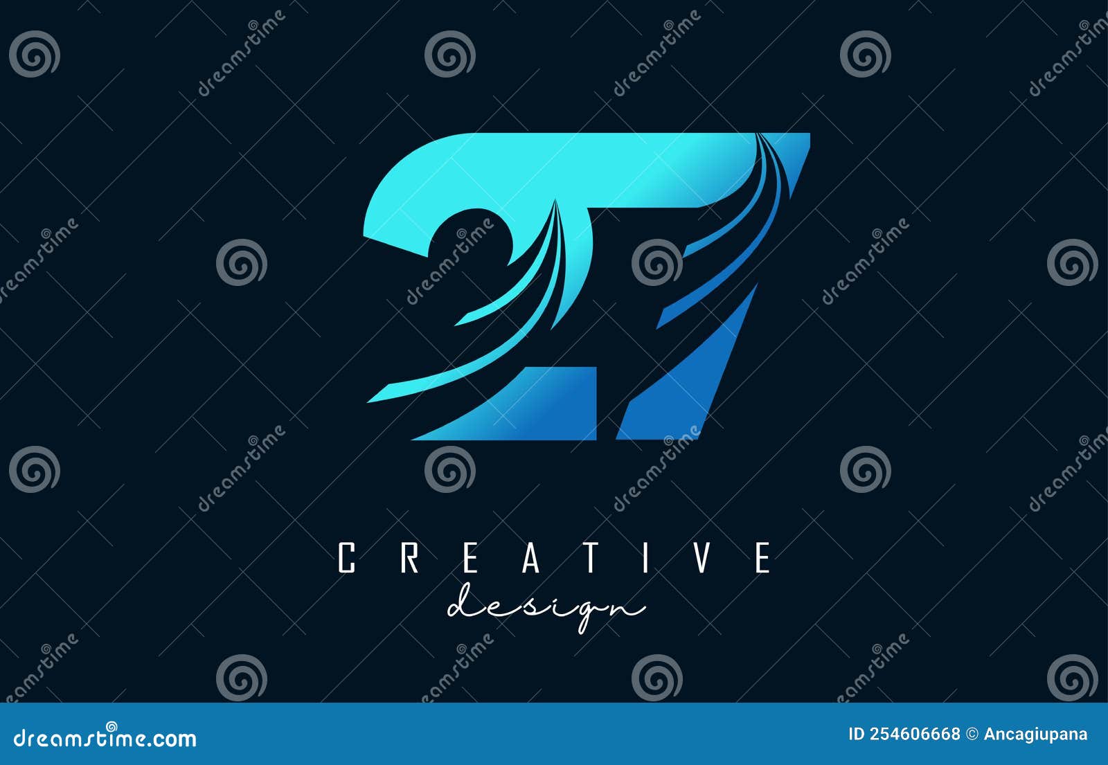 Creative Number 27 2 7 Logo with Leading Lines and Road Concept Design ...