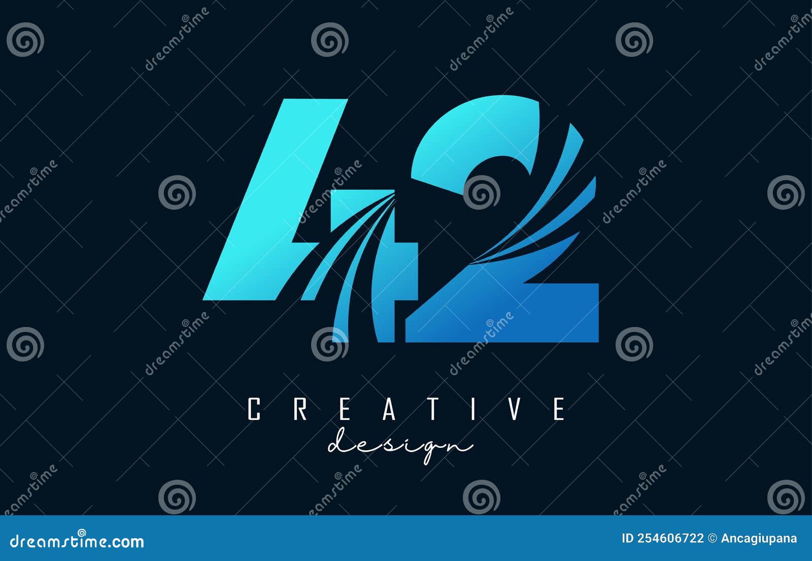 Creative Number 42 4 2 Logo with Leading Lines and Road Concept Design ...