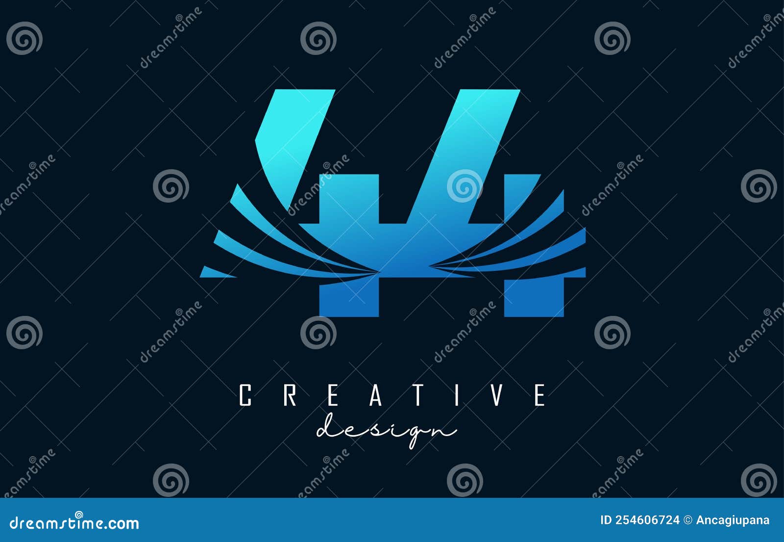 Creative Number 44 4 Logo with Leading Lines and Road Concept Design ...
