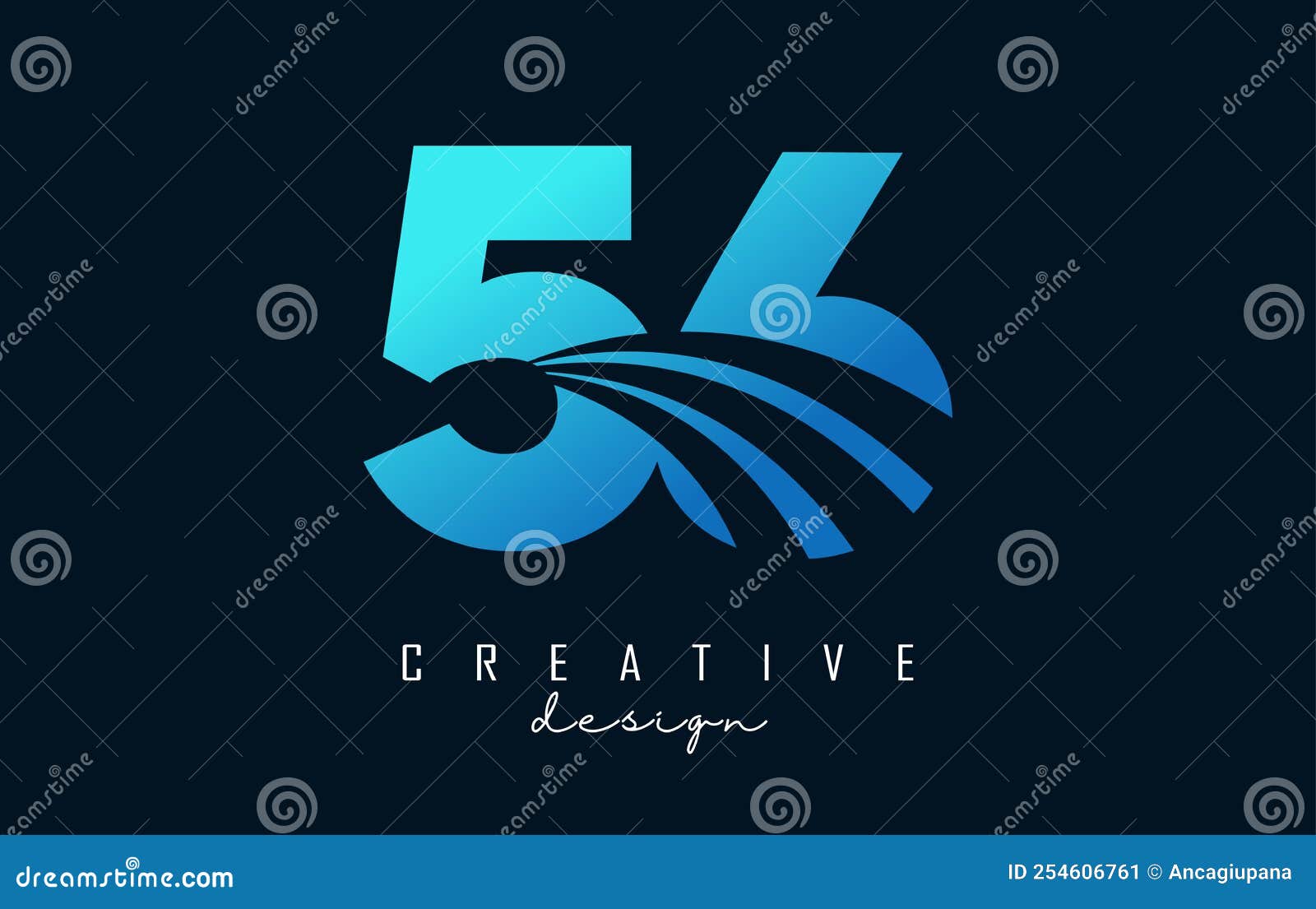 Creative Number 56 5 6 Logo with Leading Lines and Road Concept Design ...