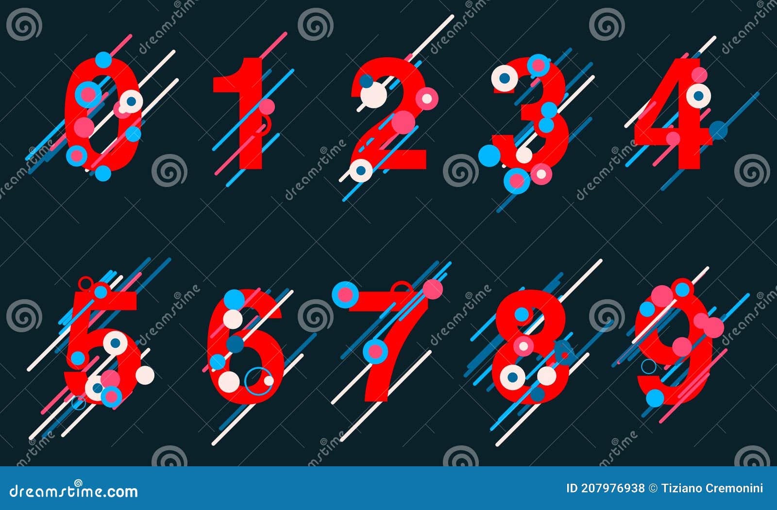 Creative Numbers, Multicolored Alphabet on a Dark Background Stock ...