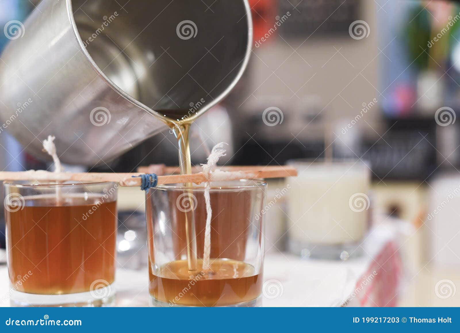Creative Occupation of Candle Making Showing the Pouring of Liquid Wax ...
