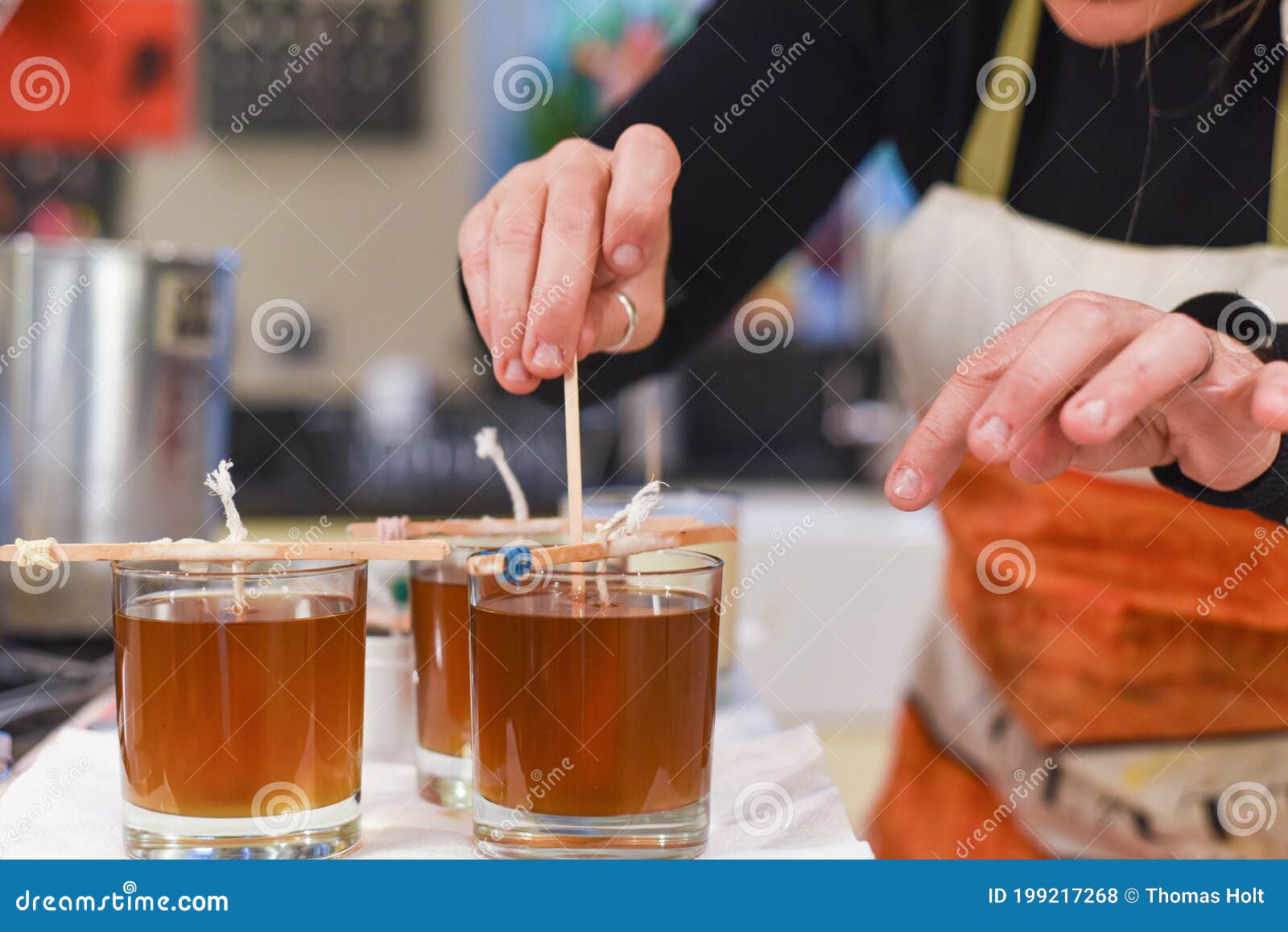 Creative Occupation of Candle Making Showing the Pouring of Liquid Wax ...