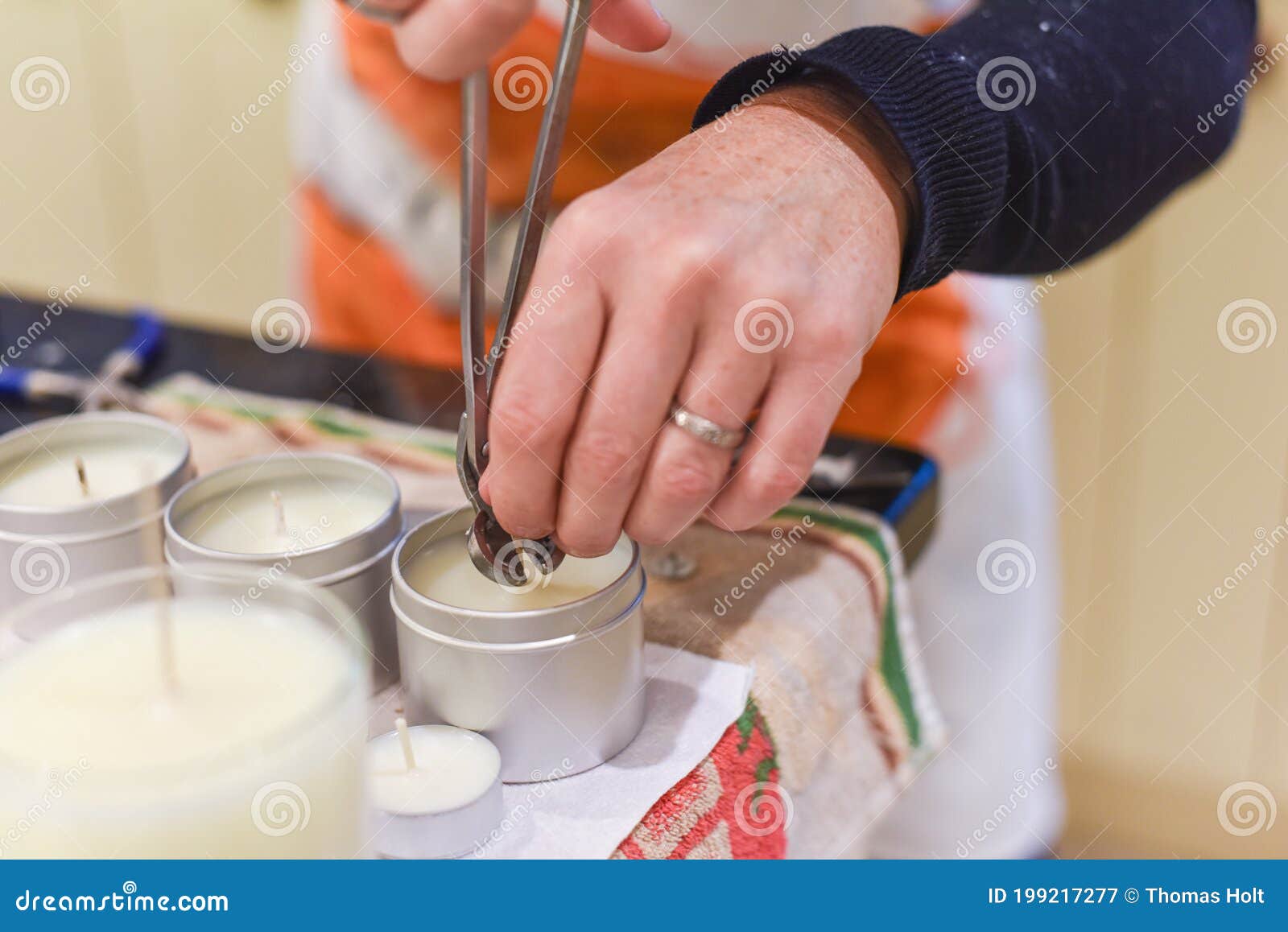 Creative Occupation of Candle Making Showing the Pouring of Liquid Wax ...